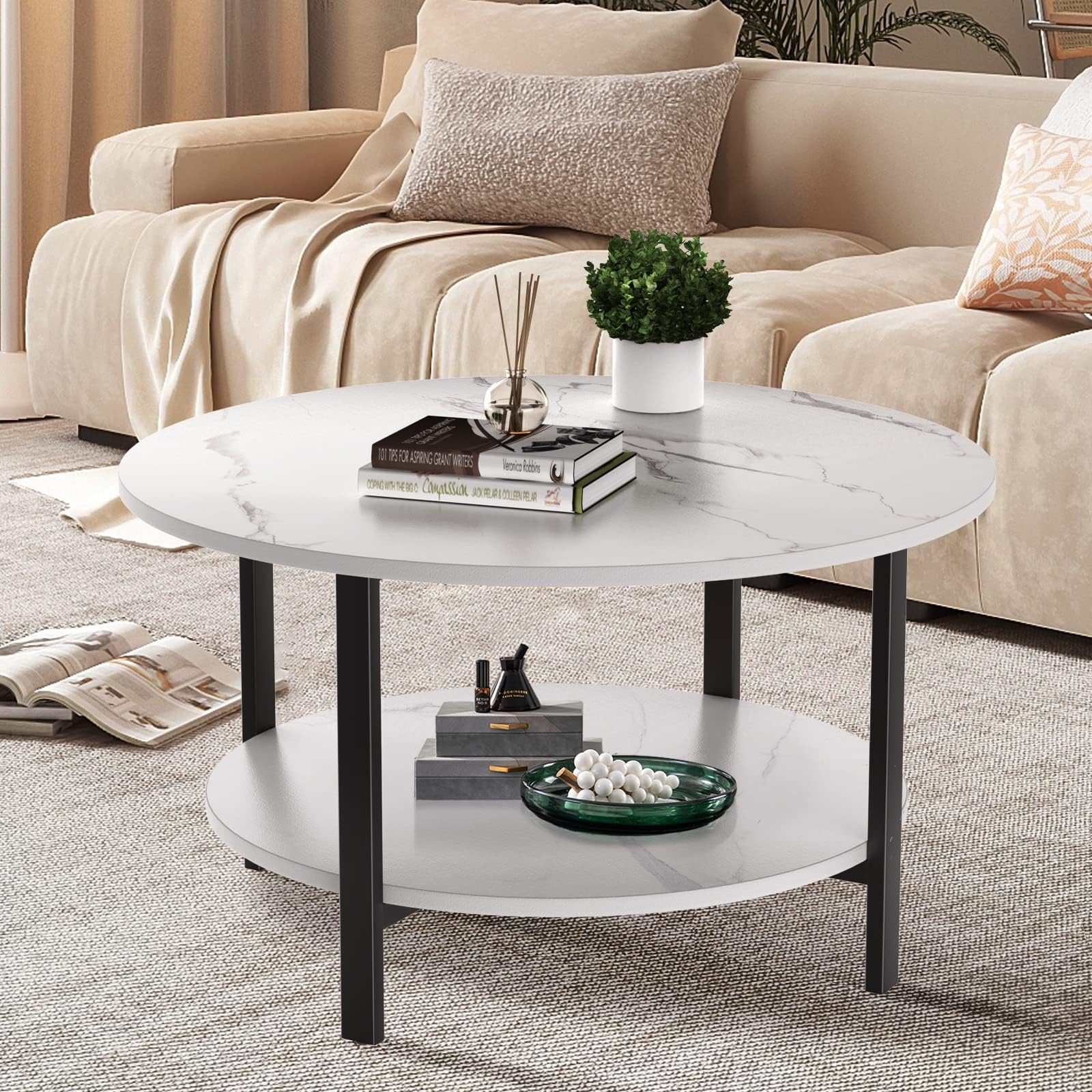 FineBuy Design Couchtisch 80 cm Rund Weiß Matt lackiert | Moderner ...