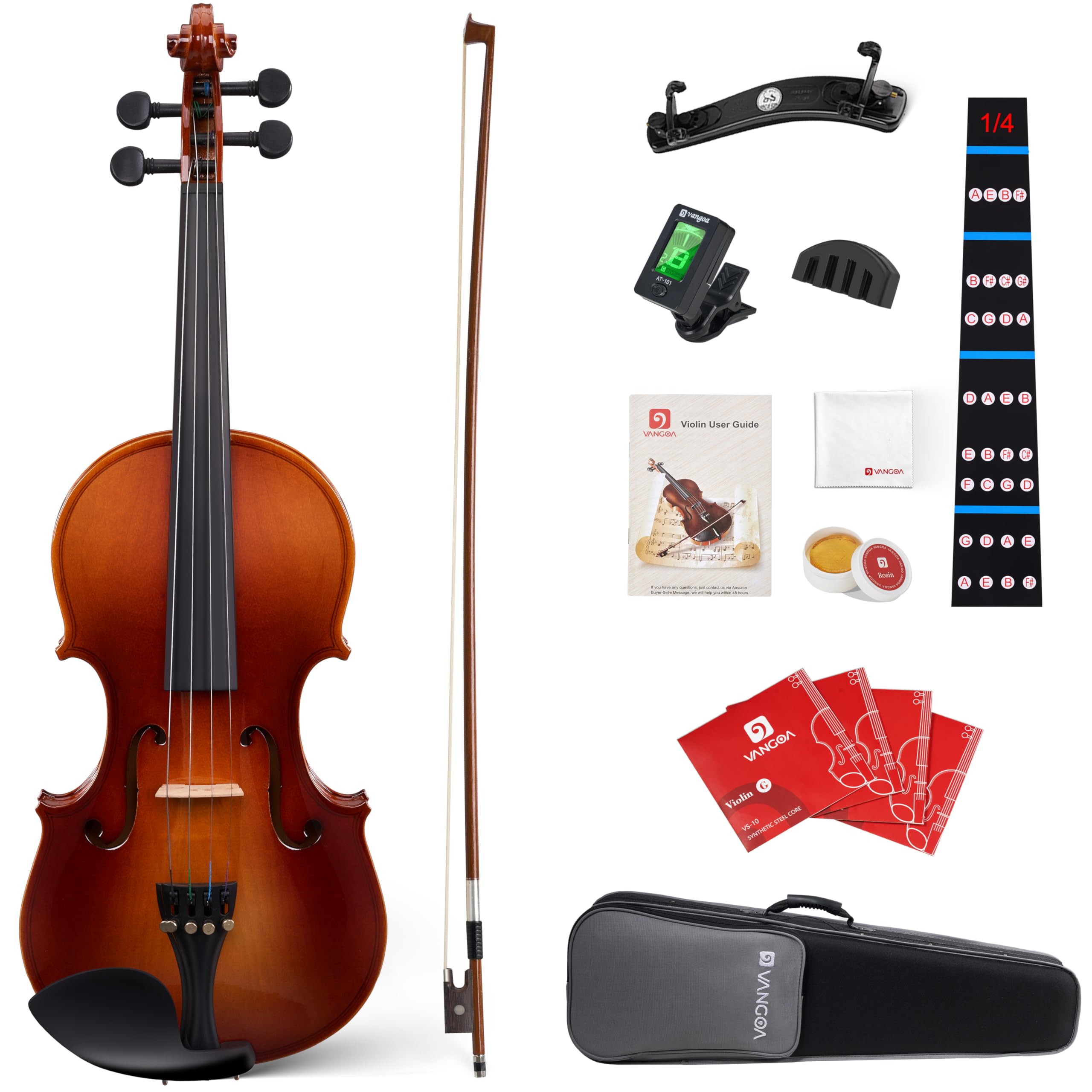 Amazon.com: Vangoa Violin 1/4 Size Set Fiddle Outfit, Handcrafted ...