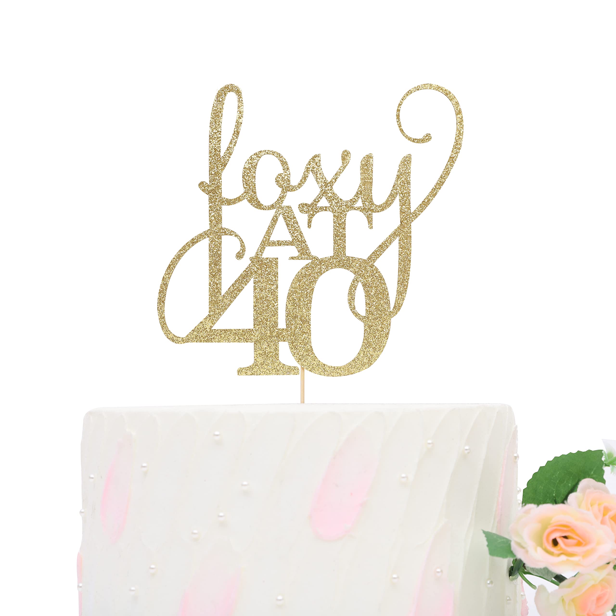 Buy Foxy at 40 Gold Glitter Cake Topper - 40th Cake Topper, 40th ...