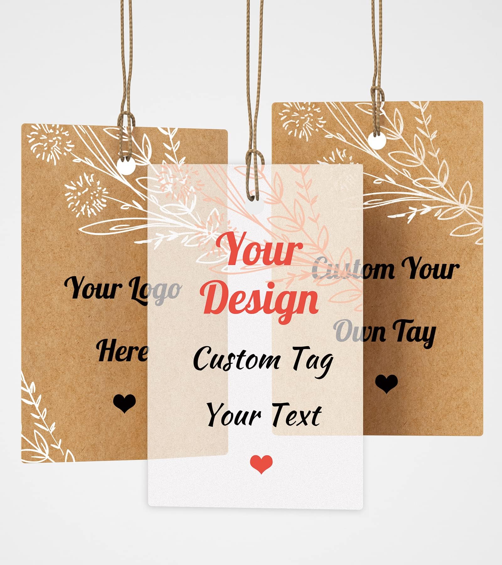 Amazon.com : illuzoon 50-500PCS Personalized Hang Tags with Your Text ...