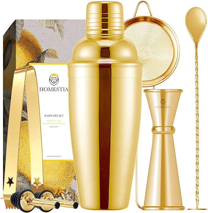 Amazon.com: Gold Cocktail Shaker Set Stainless Steel Bar Cart ...