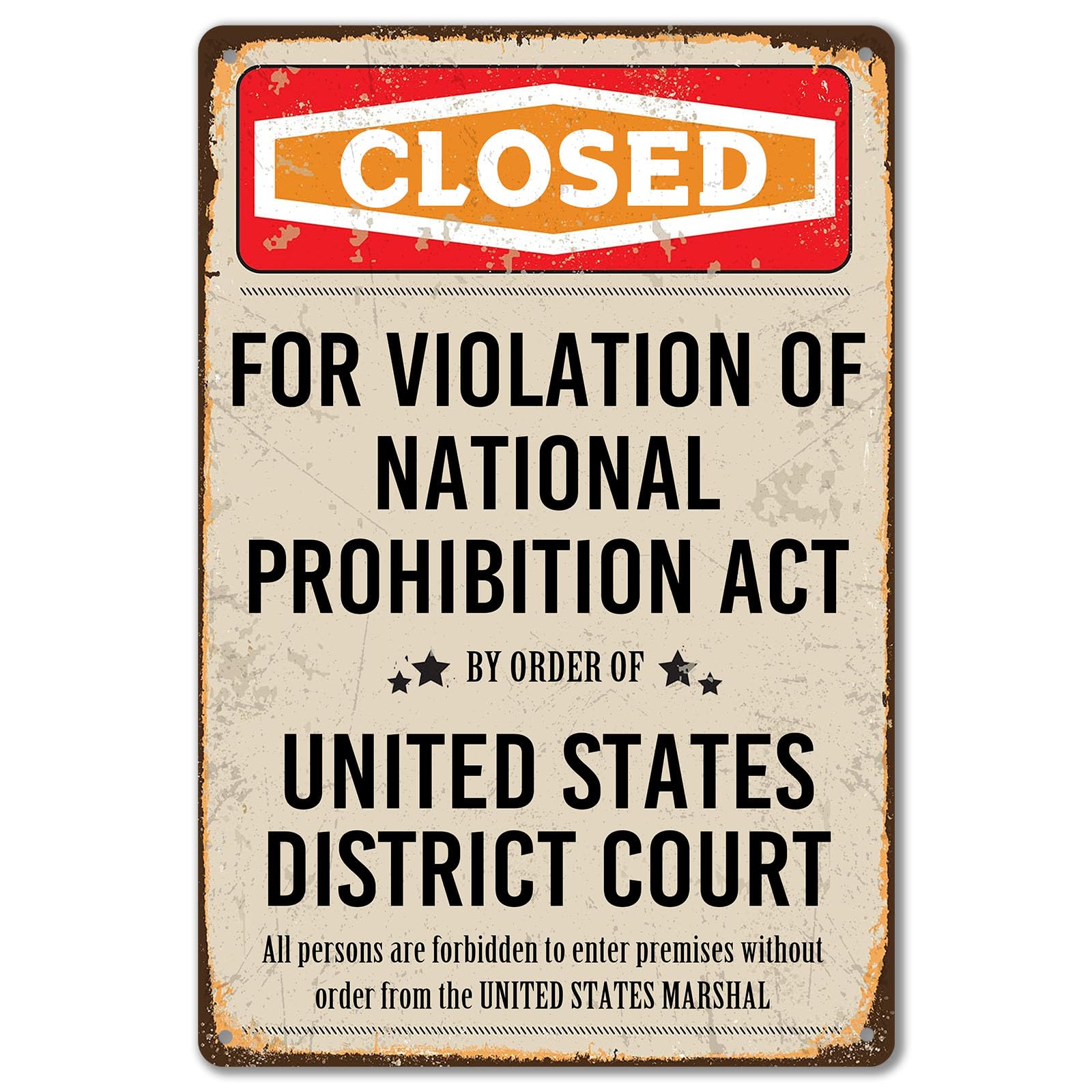 Amazon.com: Closed Prohibition Sign Vintage Speakeasy Decor Metal Sign ...
