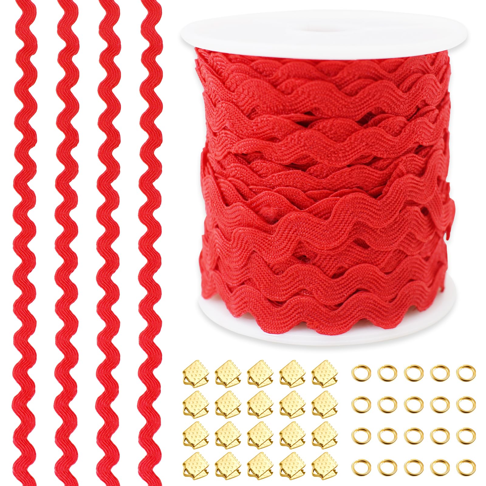 Amazon.com: ZHFMLY 5mm Red Rick Rack Trim Wave Bending Fringe Trim 25 ...