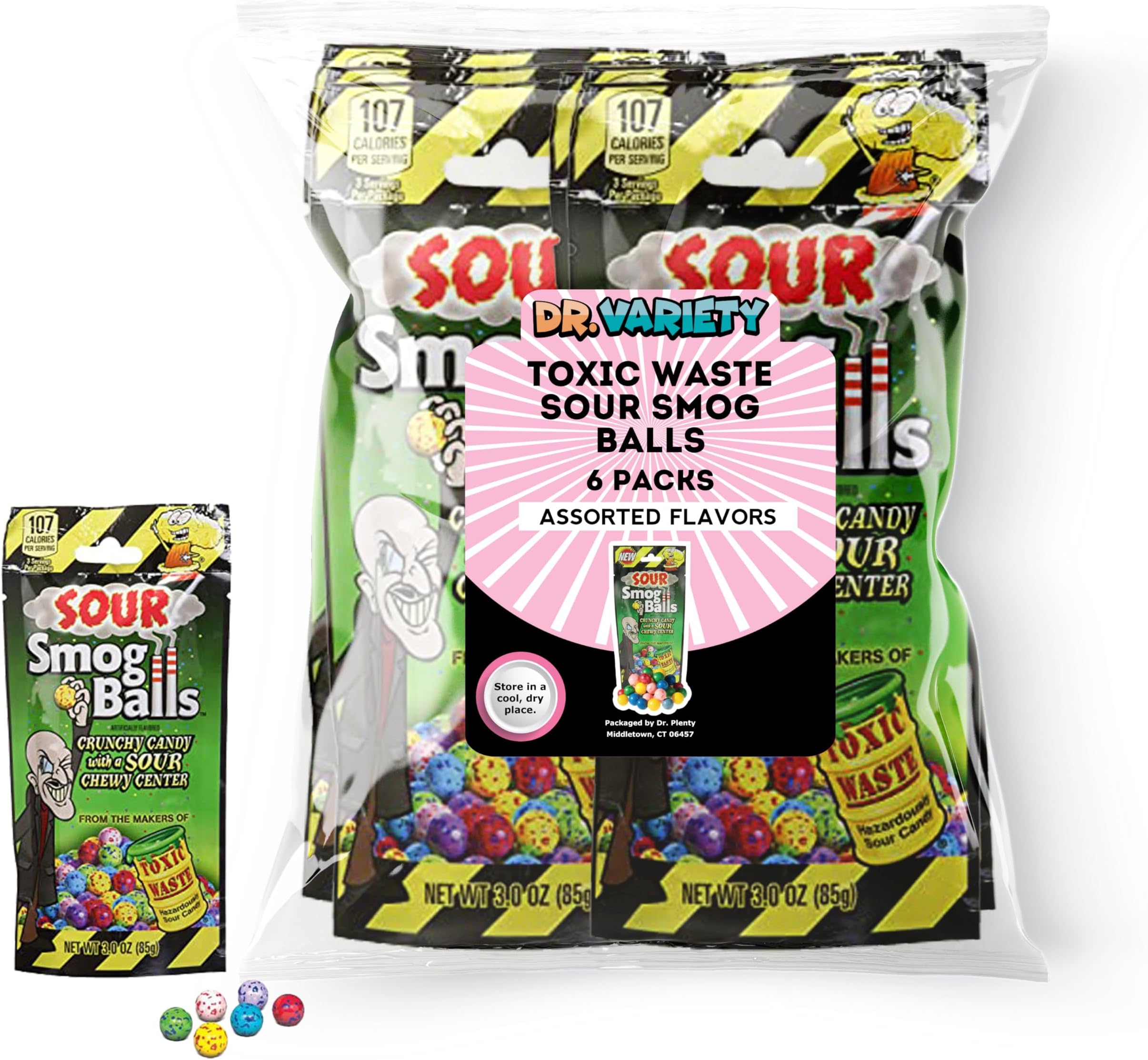 Amazon.com : TOXIC WASTE Smog Balls Candy Gusseted Bags, 3 oz (Pack of ...