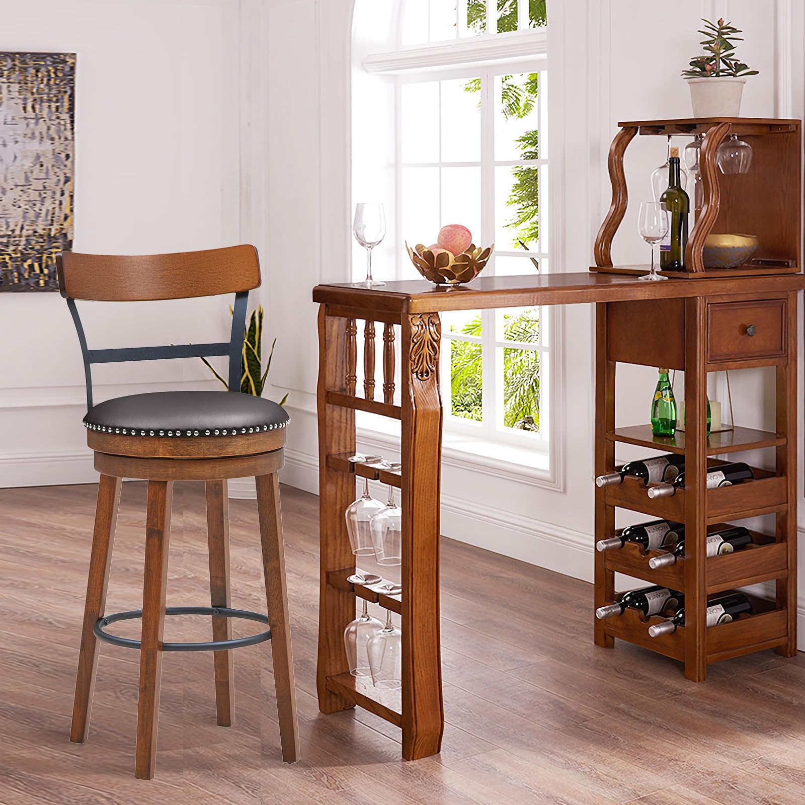 Amazon.com: ERGOMASTER Bar Stools Set of 1 Swivel Bar Height Bar Stools ...