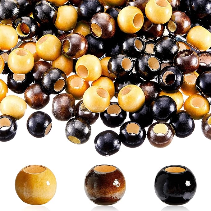 Amazon.com: 150 Pieces 18 mm Wooden Macrame Beads Round Wood Beads ...