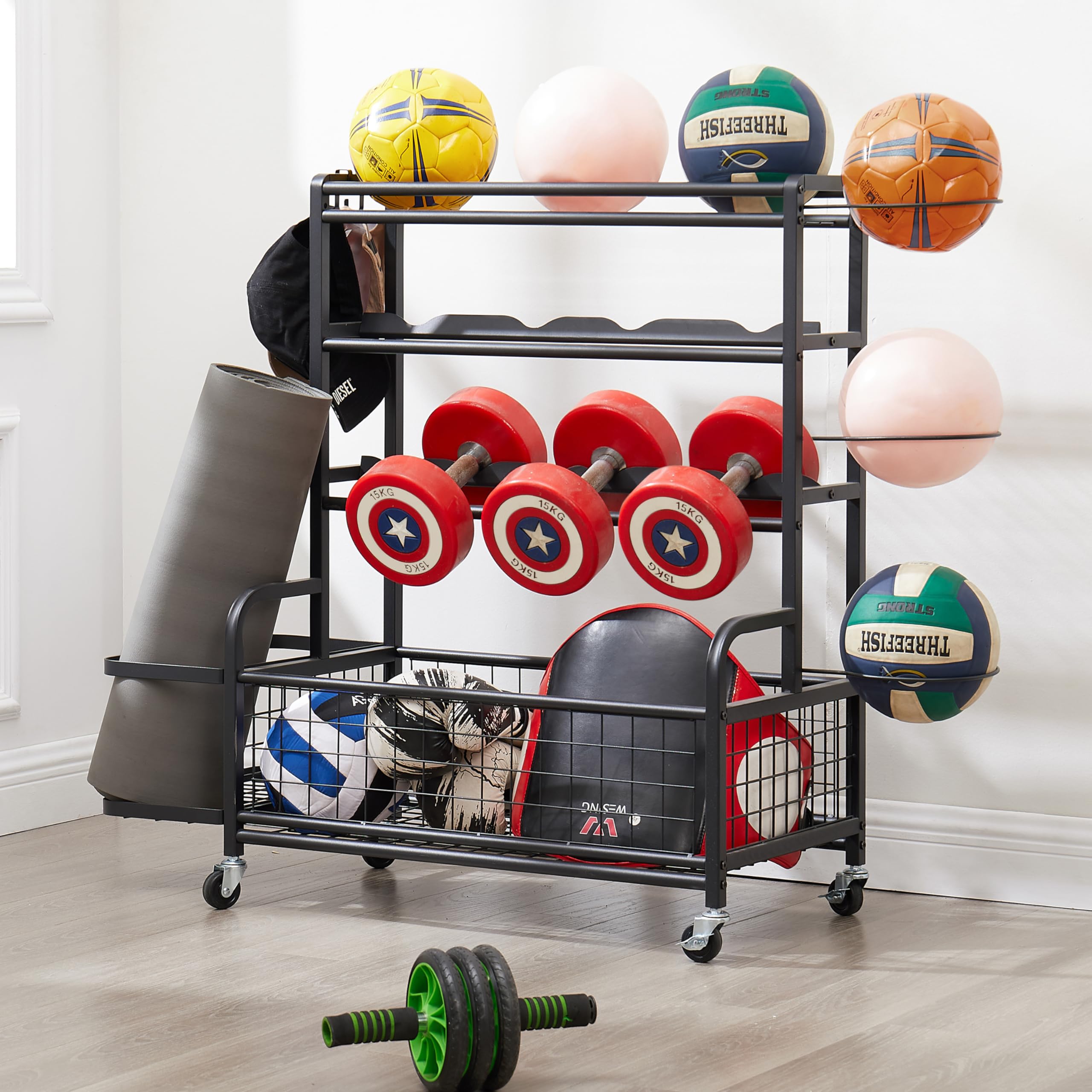 Amazon.com: 4-Tier Metal Storage Organizer with Rolling Wheels for ...