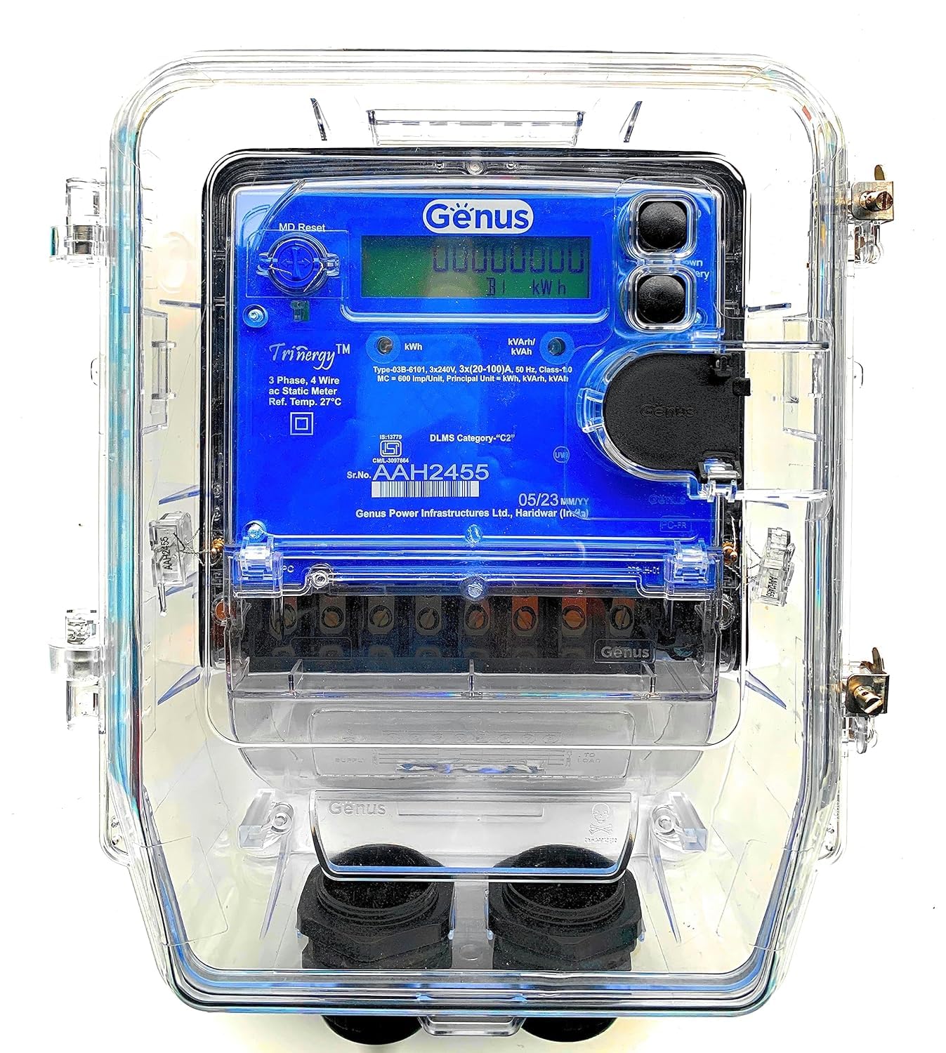 Genus Meter 3-Phase Multi-Function LCD Display -3x240V, 3X(20-100) Amp ...