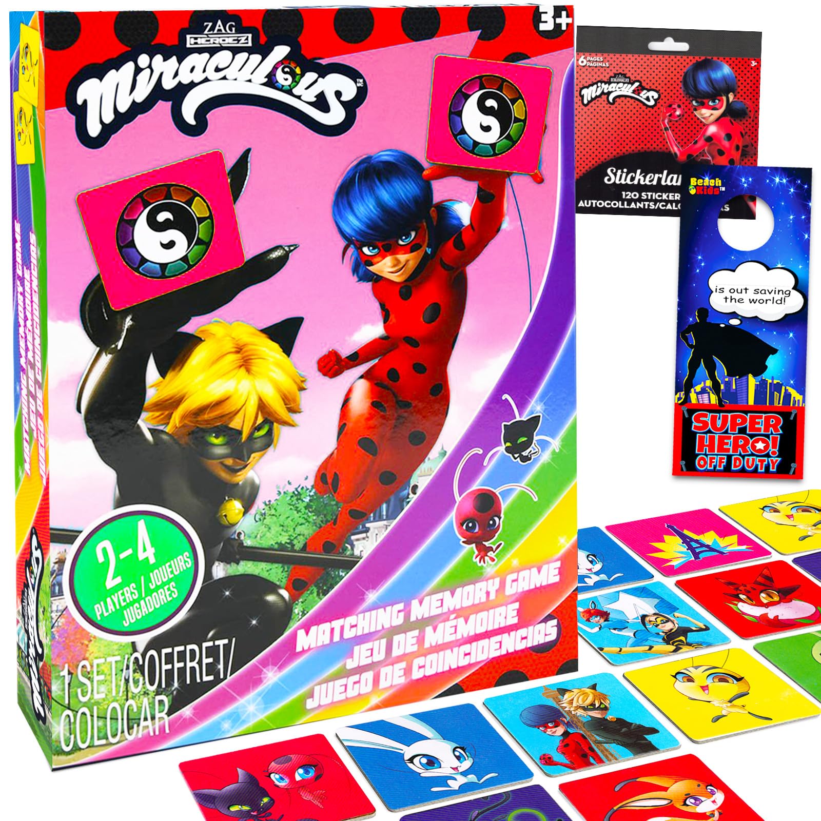 Zagtoon Miraculous Ladybug Memory Game Set Bundle With Miraculous ...