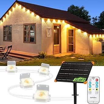 LIFENGSOLER Permanent Outdoor Lights, 32.8ft Solar Powered Outdoor ...