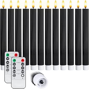 Amazon.com: WYZworks 10" Fluted Ribbed LED Black Grooved Pillar Candles, Remote & 24h Timer ...