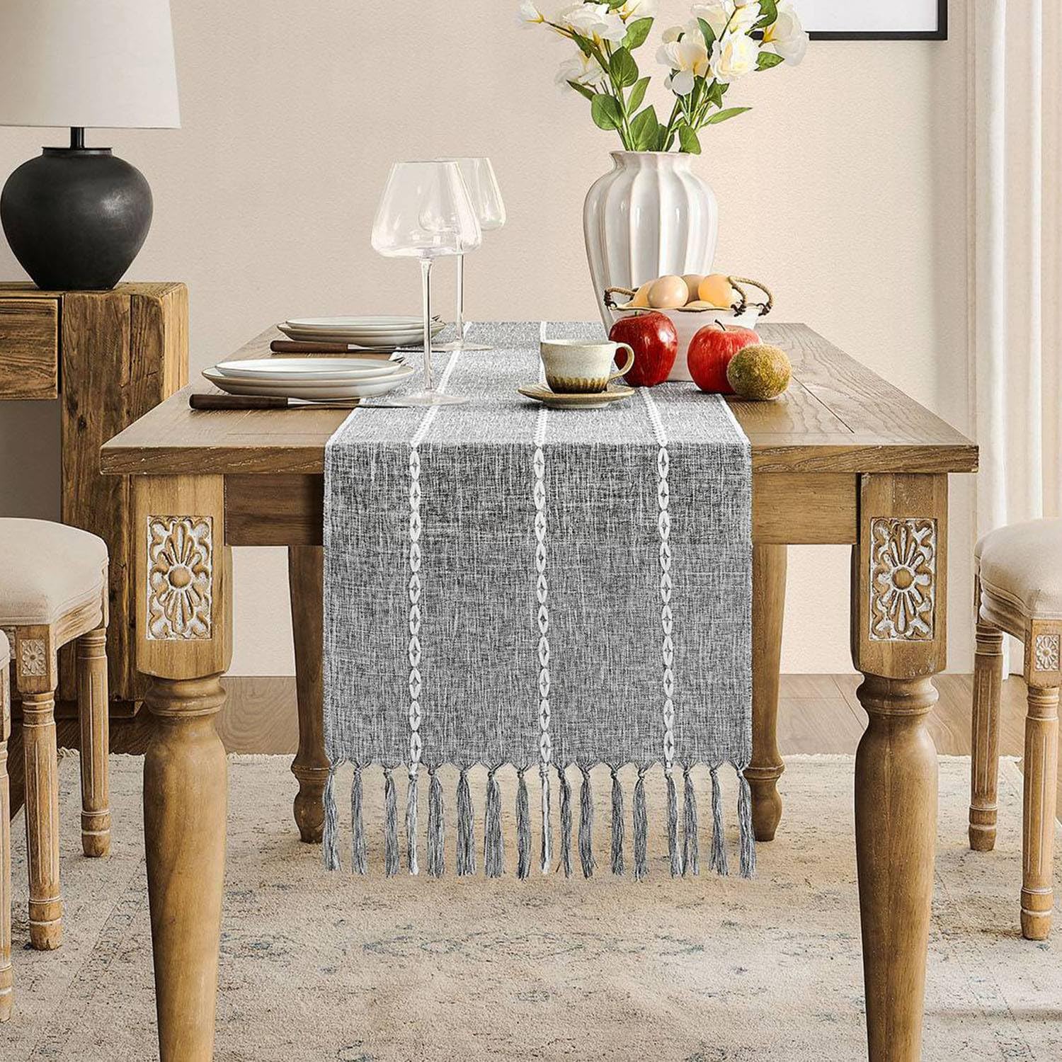 Amazon.com: ZeeMart Farmhouse Table Runner, Rustic Table Runners 48 ...