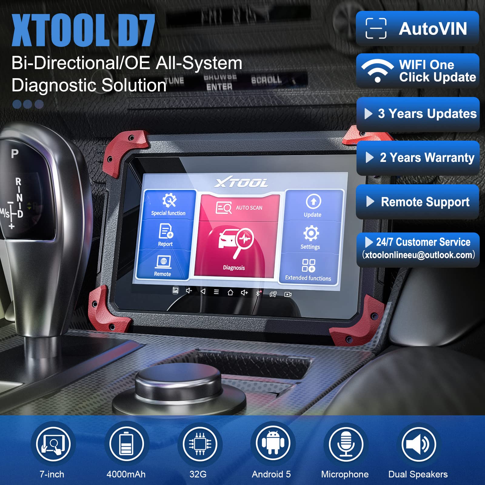 XTOOL D7 Car Diagnostic Scan Tool (2022 Newest), Bi-Directional Control ...