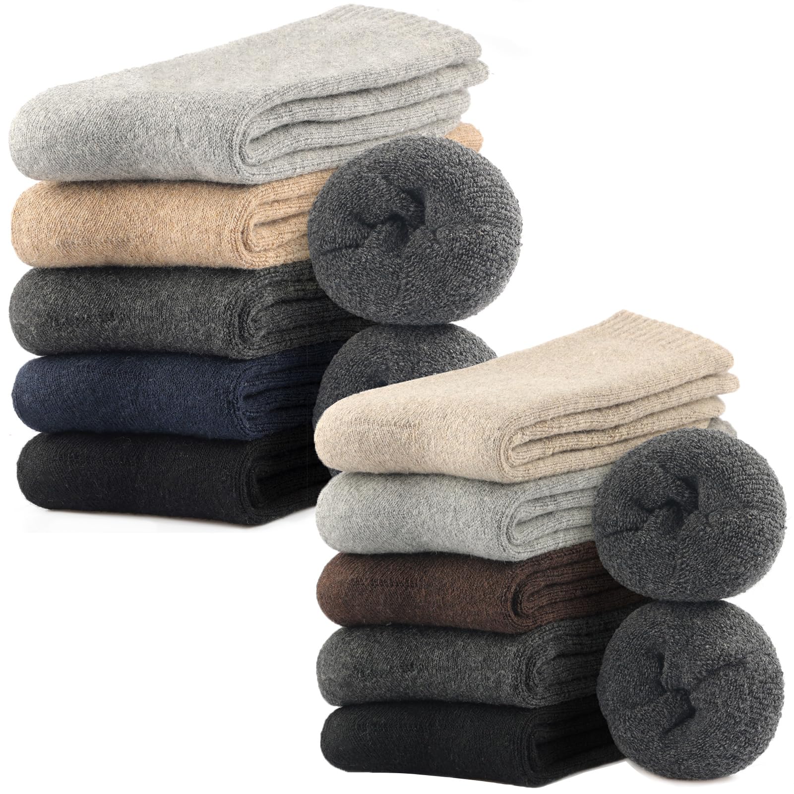 Amazon.com: Toes Home 10 Pairs Wool Socks for Men with Nice Box, Warm ...