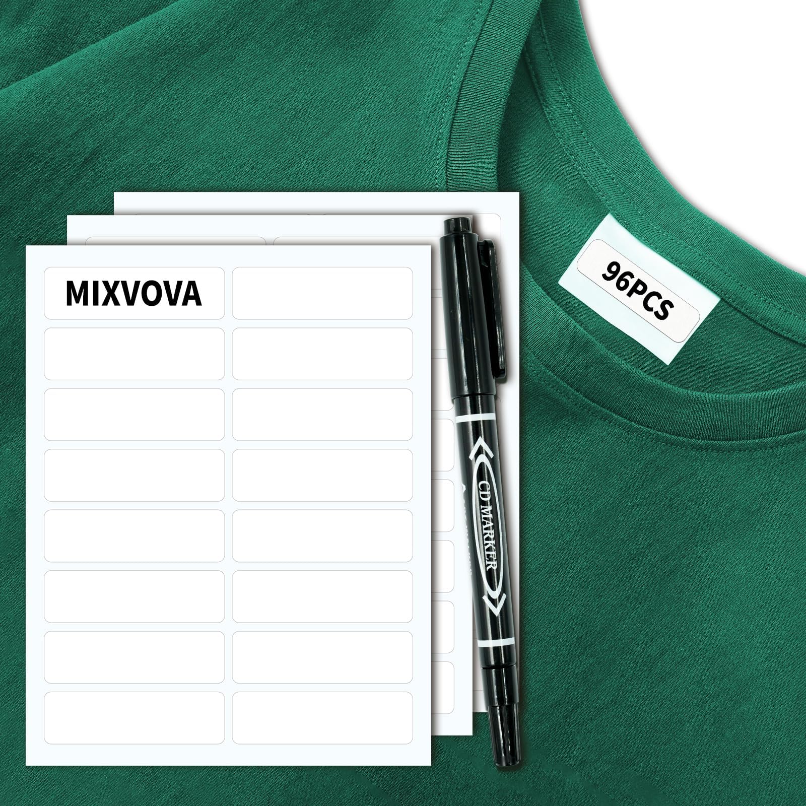 Amazon.com : MIXVOVA 96Pcs No-Iron Clothing Labels, Self-Stick Washable ...