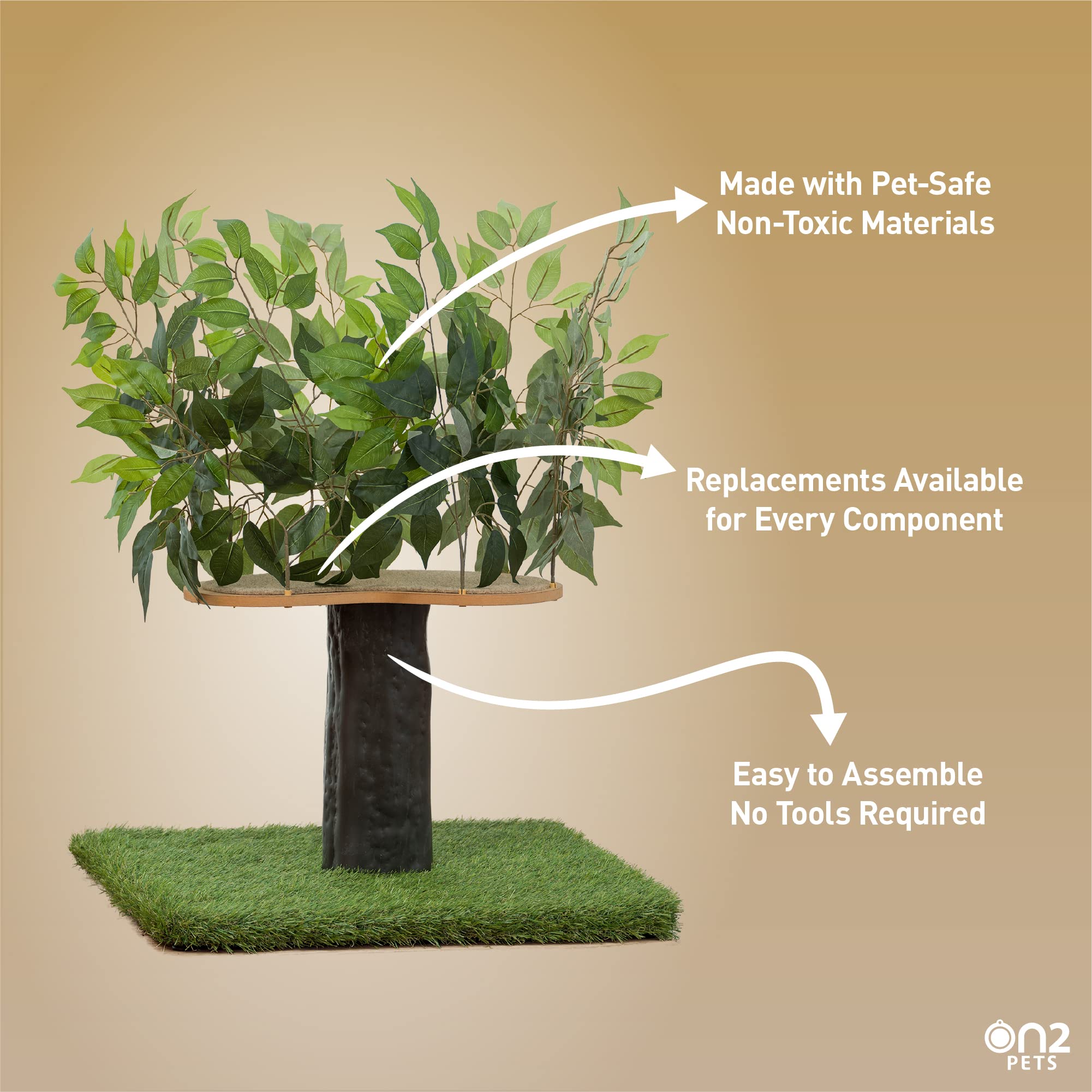 On2 Pets 2-ft Cat Tree with Leaves Made in USA, Cat House & Cat ...