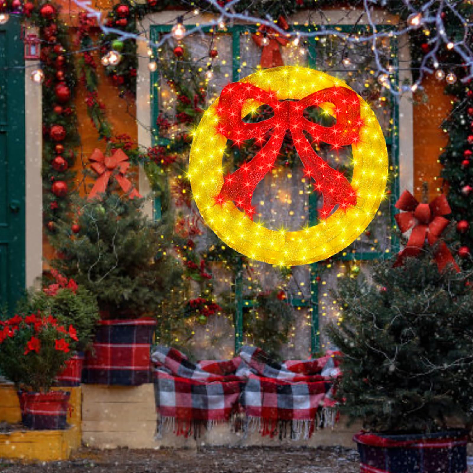 Large Lighted Outdoor Christmas Wreaths Contemporary Pre Lit Wired