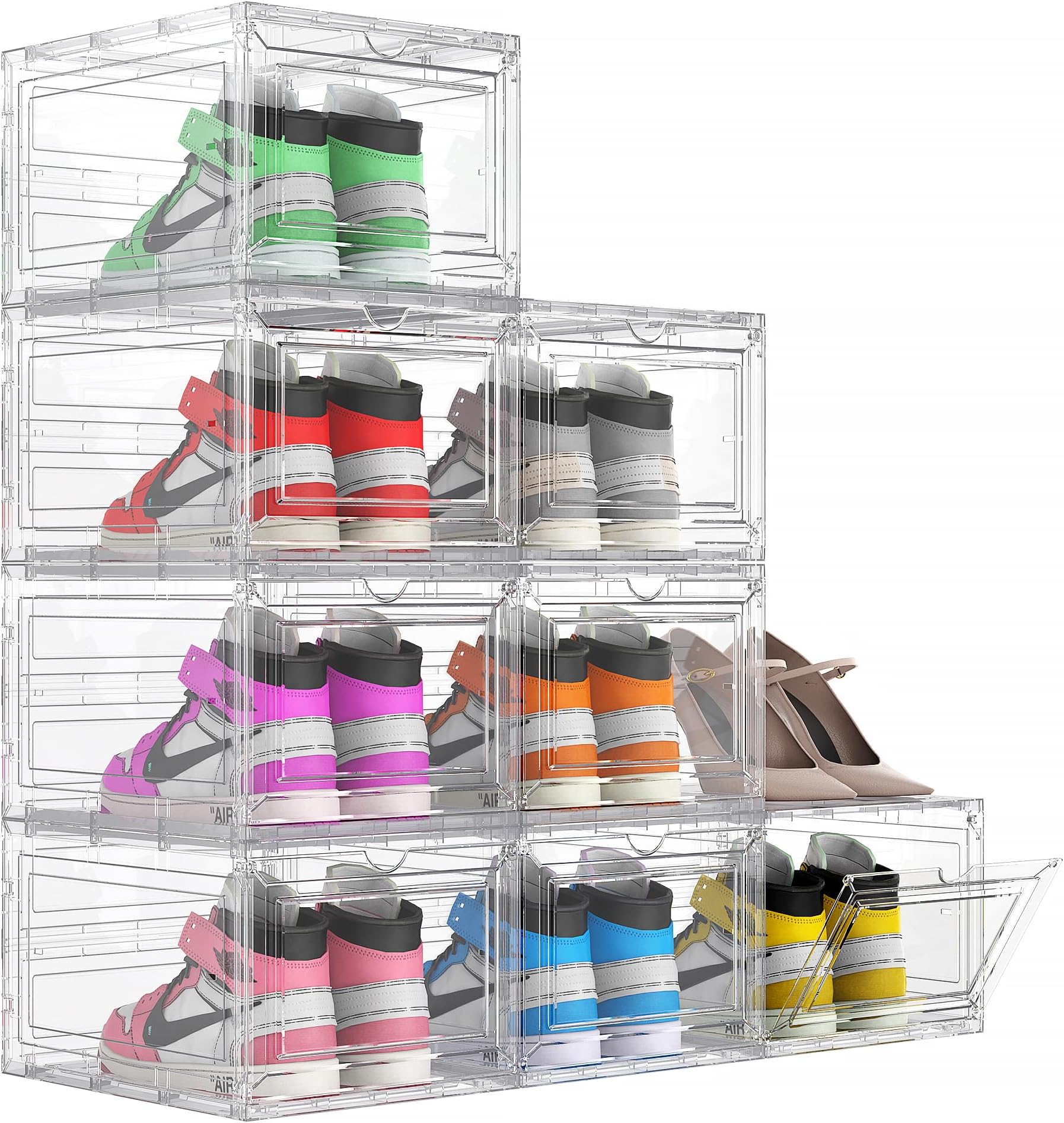 Amazon.com: Kjfeoiye 8 Pack XX Large Clear Stackable Shoe Storage Boxes ...