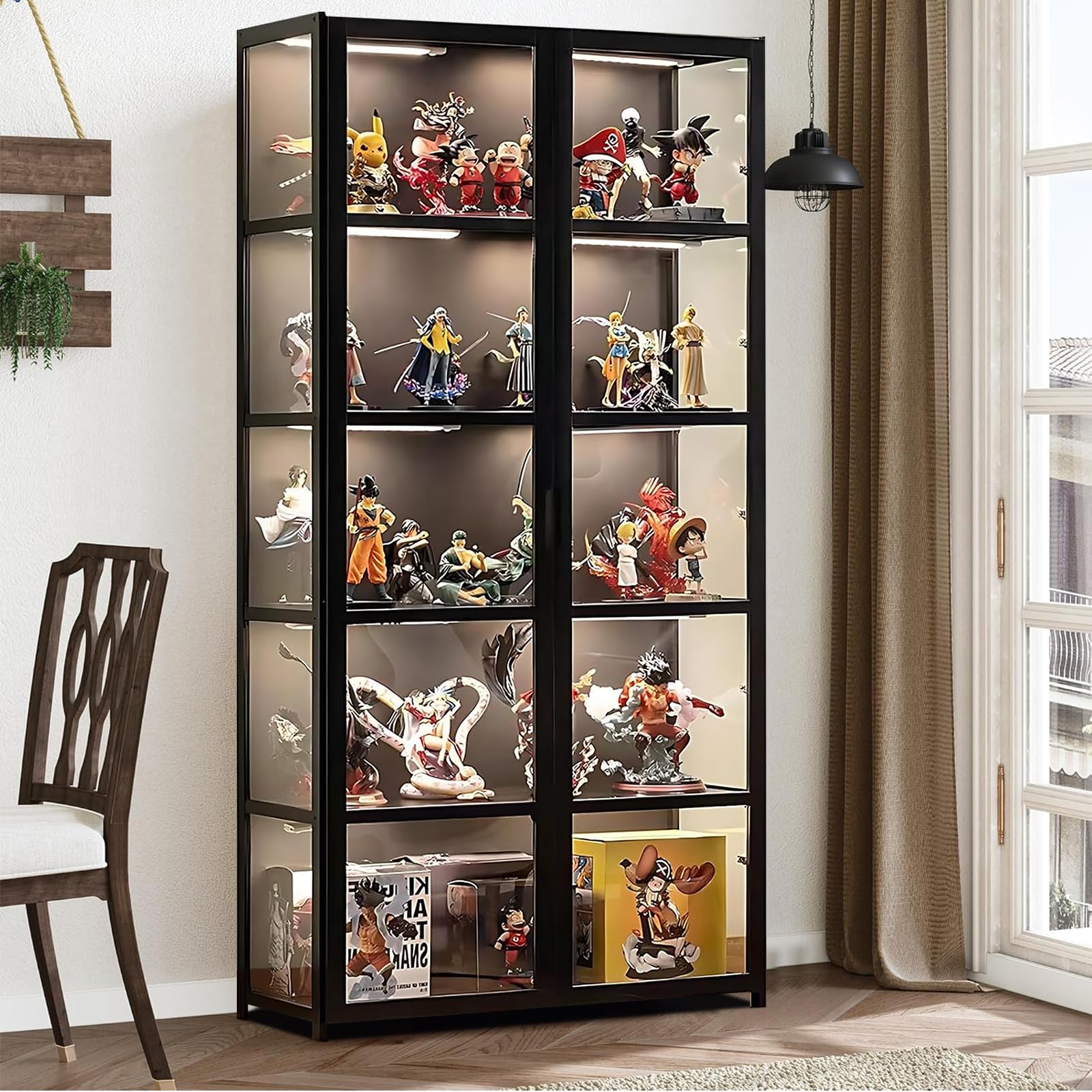 Amazon.com: HAOWANJP Curio Display Cabinet with Acrylic Glass Door 5 ...