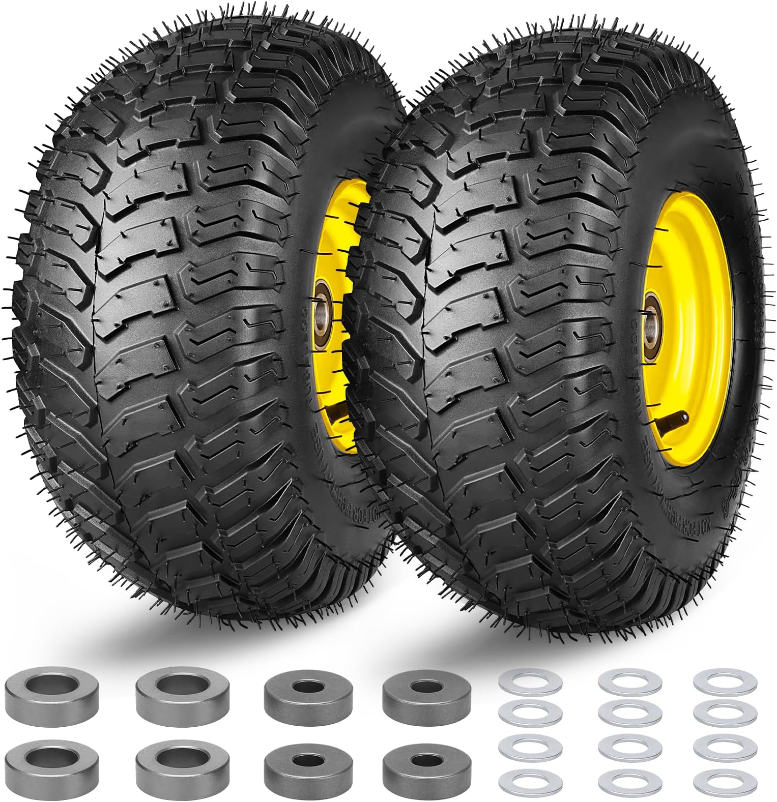 Amazon.com : Set of 2 Turf Tire with Wheel, 15x6-6-4PR Lawn Mower Tire ...