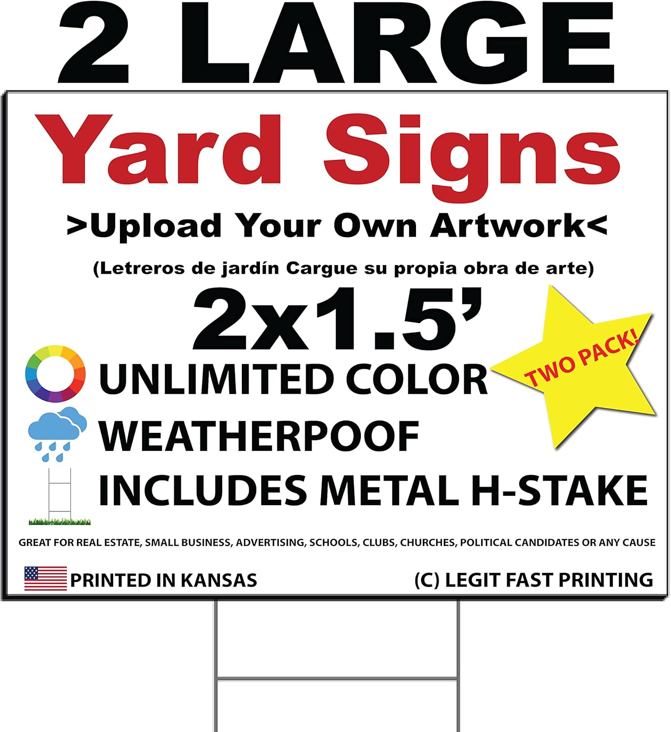 Amazon.com : Two (2) Pack Custom + Personalized 18X24" Yard Signs ...