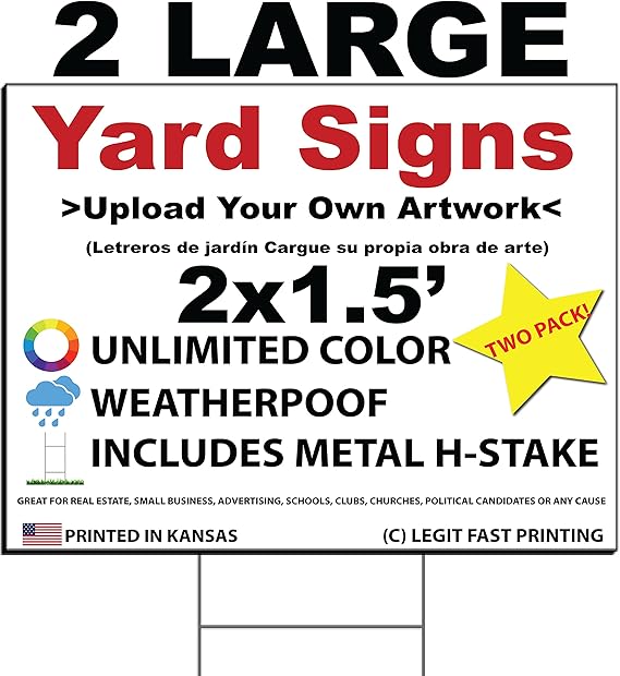 Amazon.com: Two Pack Custom + Personalized 18x24" Horizontal Yard/Lawn ...