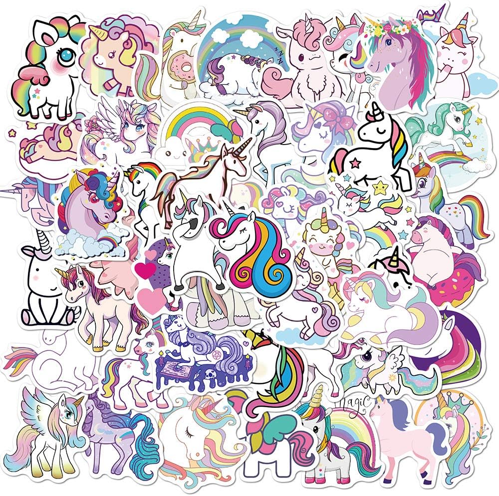 Amazon.com: 100Pcs Unicorns Stickers Cute Unicorn Animal Decal for ...