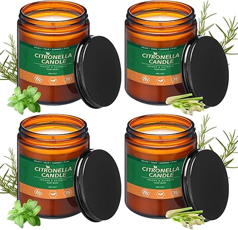 Amazon.com: Conelist 4 Pack Citronella Candles Outdoor 14 oz Deet Free ...