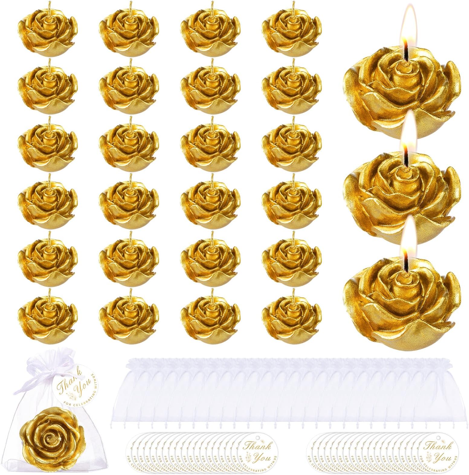 Amazon.com: Treela 24 Set Flower Candles Wedding Favor for Guests Mini ...