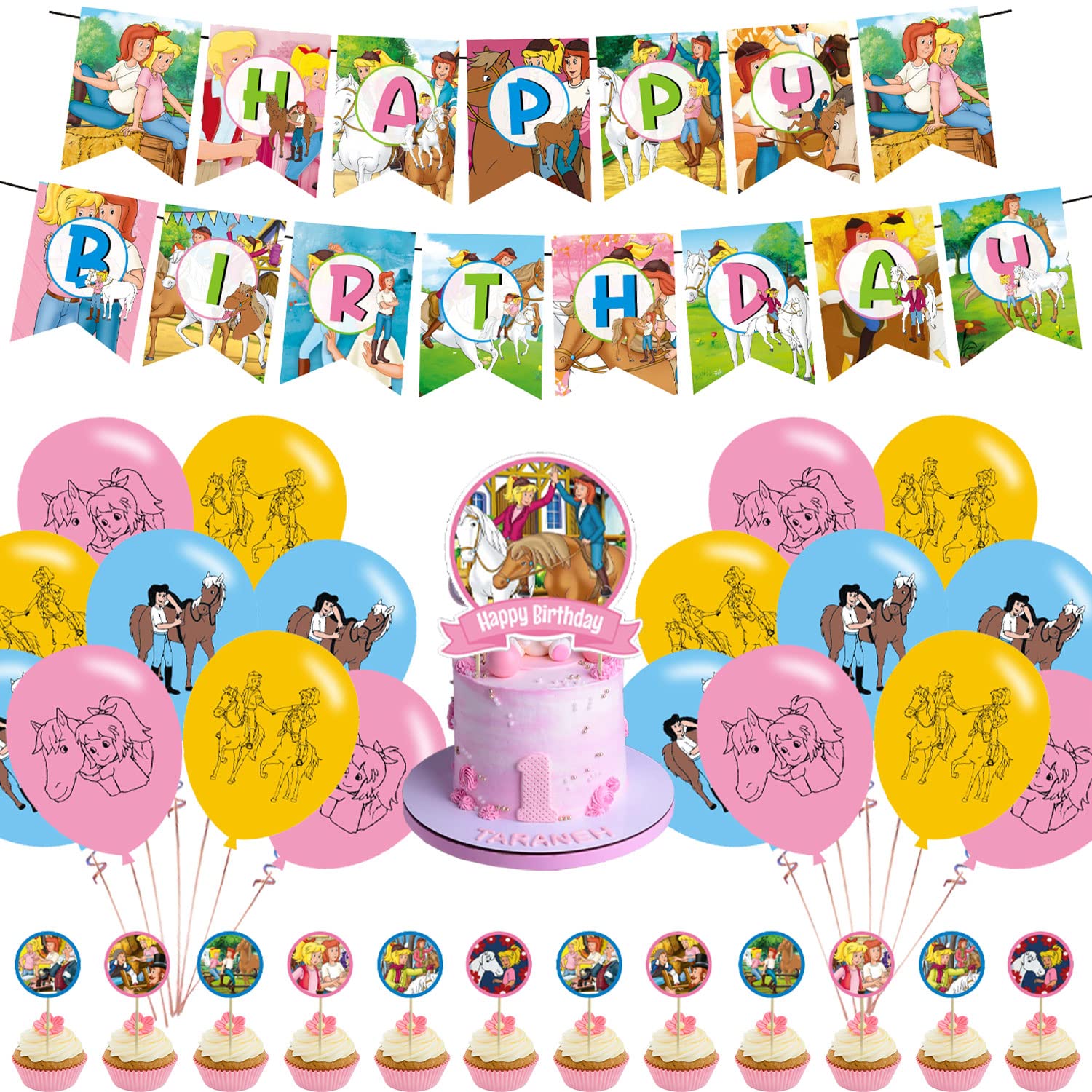 Buy 33 Pieces Bibi and Tina Birthday Decoration Set, Cartoon Movie Cake ...