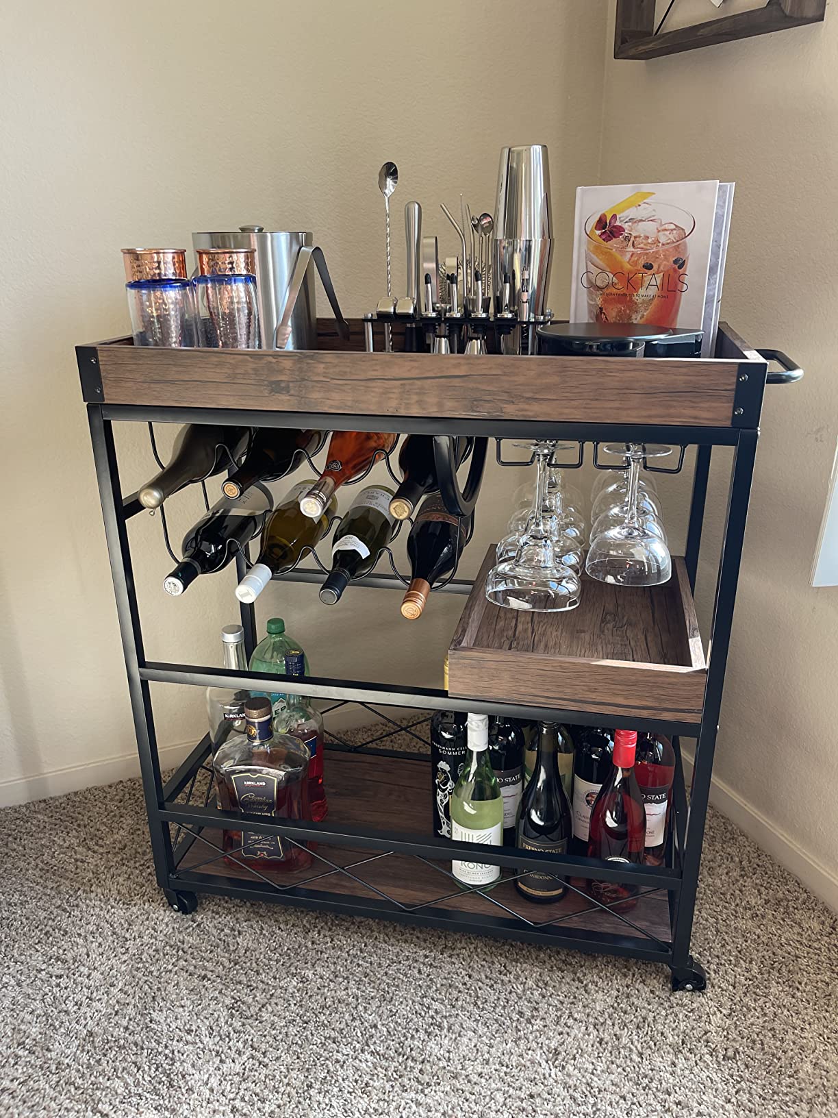 $34/mo - Finance Ohsuaniy Bar Cart Industrial Kitchen Serving Carts for ...