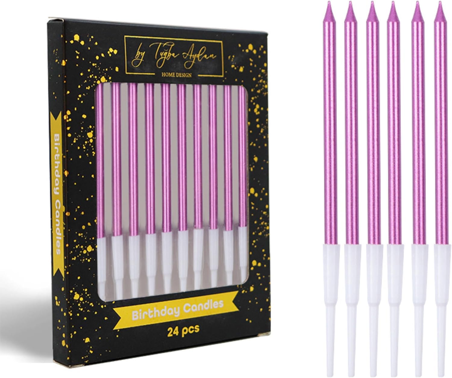 Amazon.com: Birthday Candles - 24 Count Long Thin Pink Birthday Candles ...