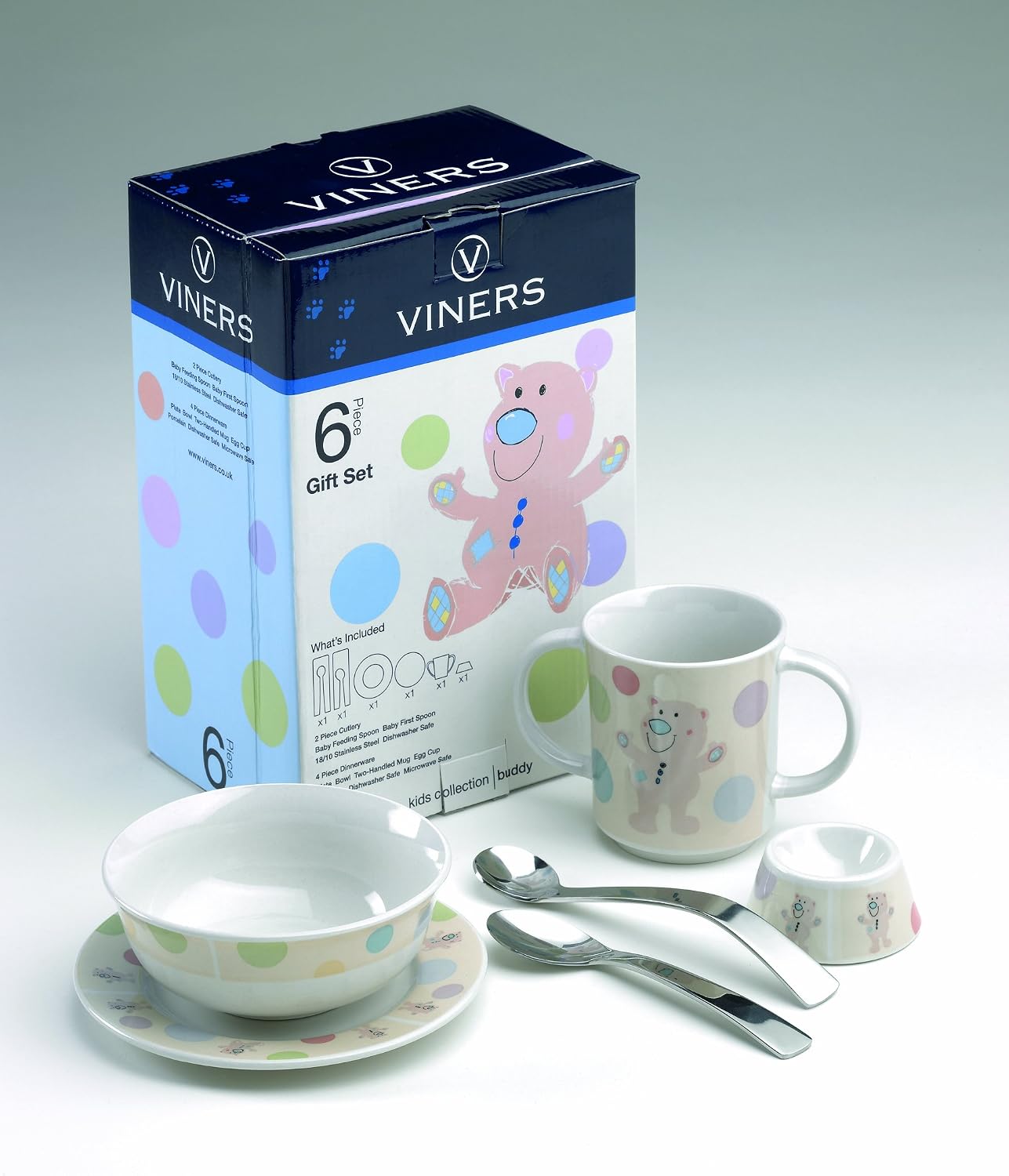 VINERS Baby Buddy Bear Gedeck-Set, 6-teilig, in Geschenkverpackung ...