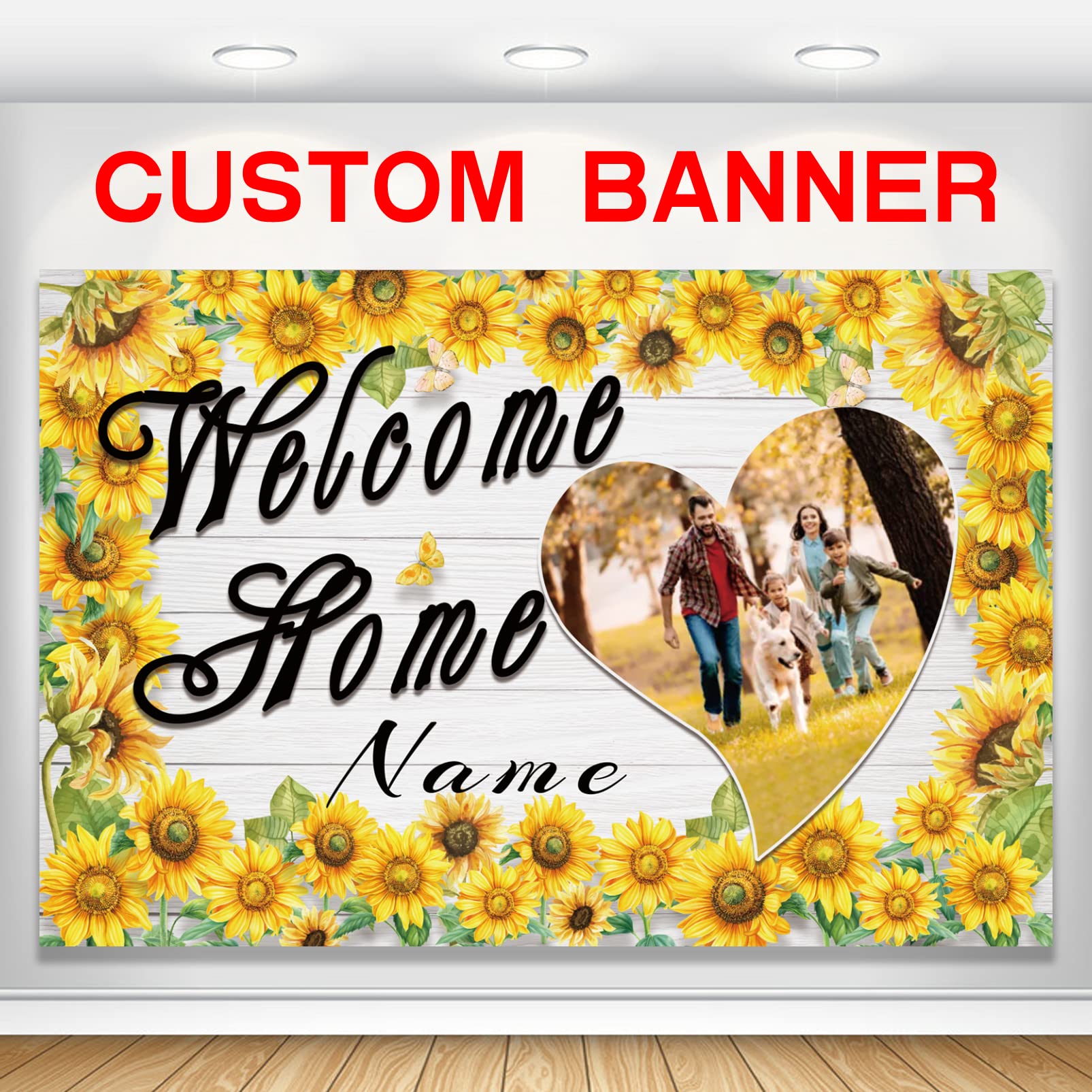 Amazon.com : Custom Welcome Home Banner Decorations Sunflower Welcome ...