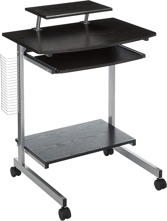 Amazon.com: Techni Mobili Compact Computer Cart with Storage, Espresso ...