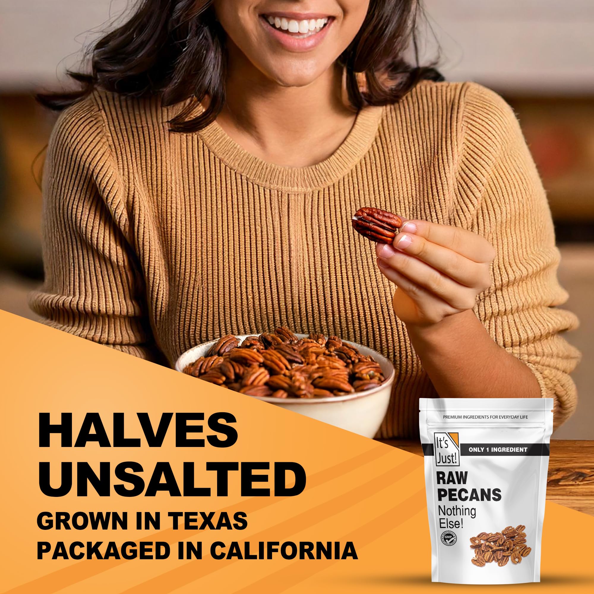 Snapklik.com : Its Just - Raw Pecans Halves, Unsalted, Jumbo XL, Ready ...