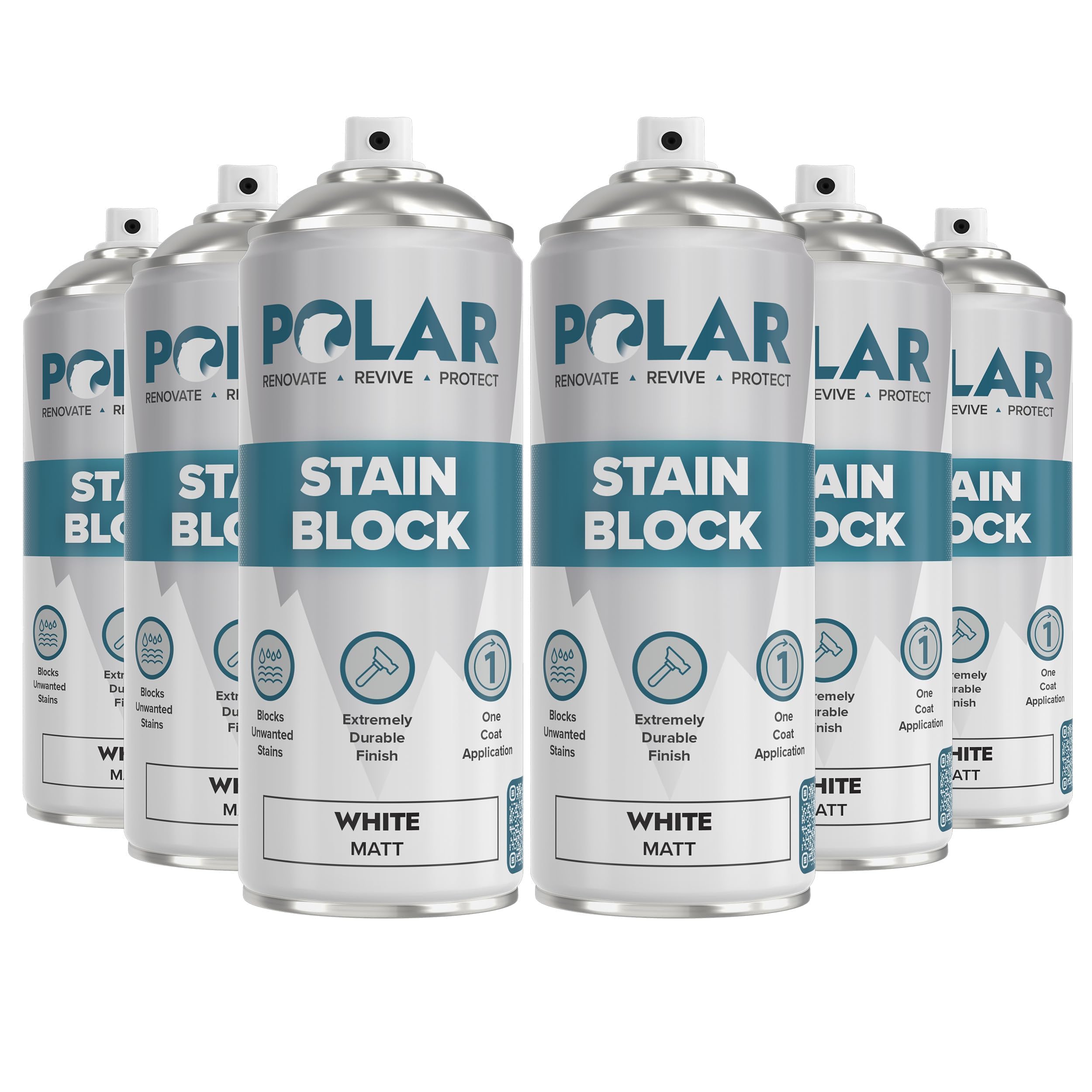 Polar Stain Block Spray Paint - White - 14oz - Pack of 6 - Prevent ...
