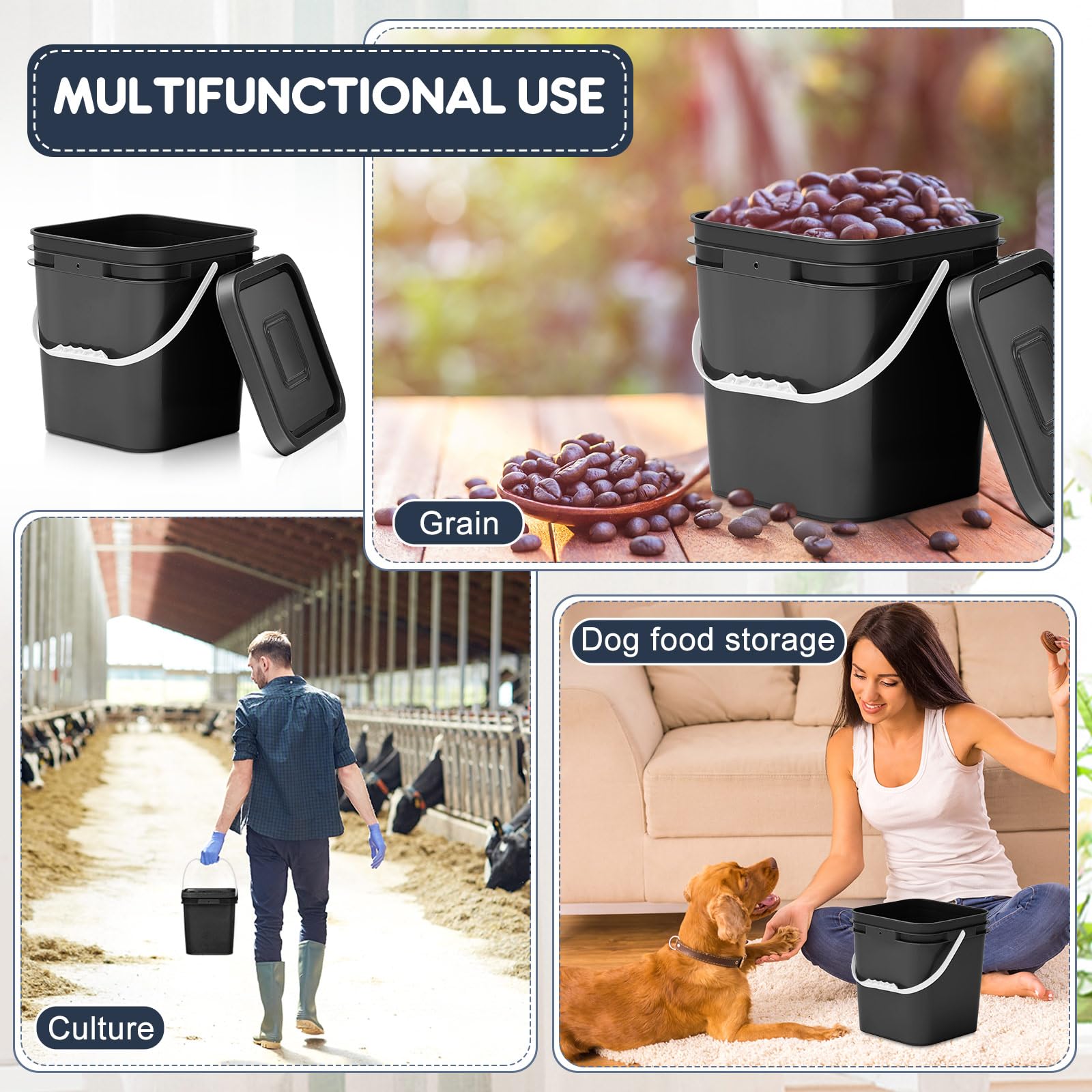 Snapklik.com : Mumufy 5 Pcs 3.5 Gallon Square Food Grade Bucket