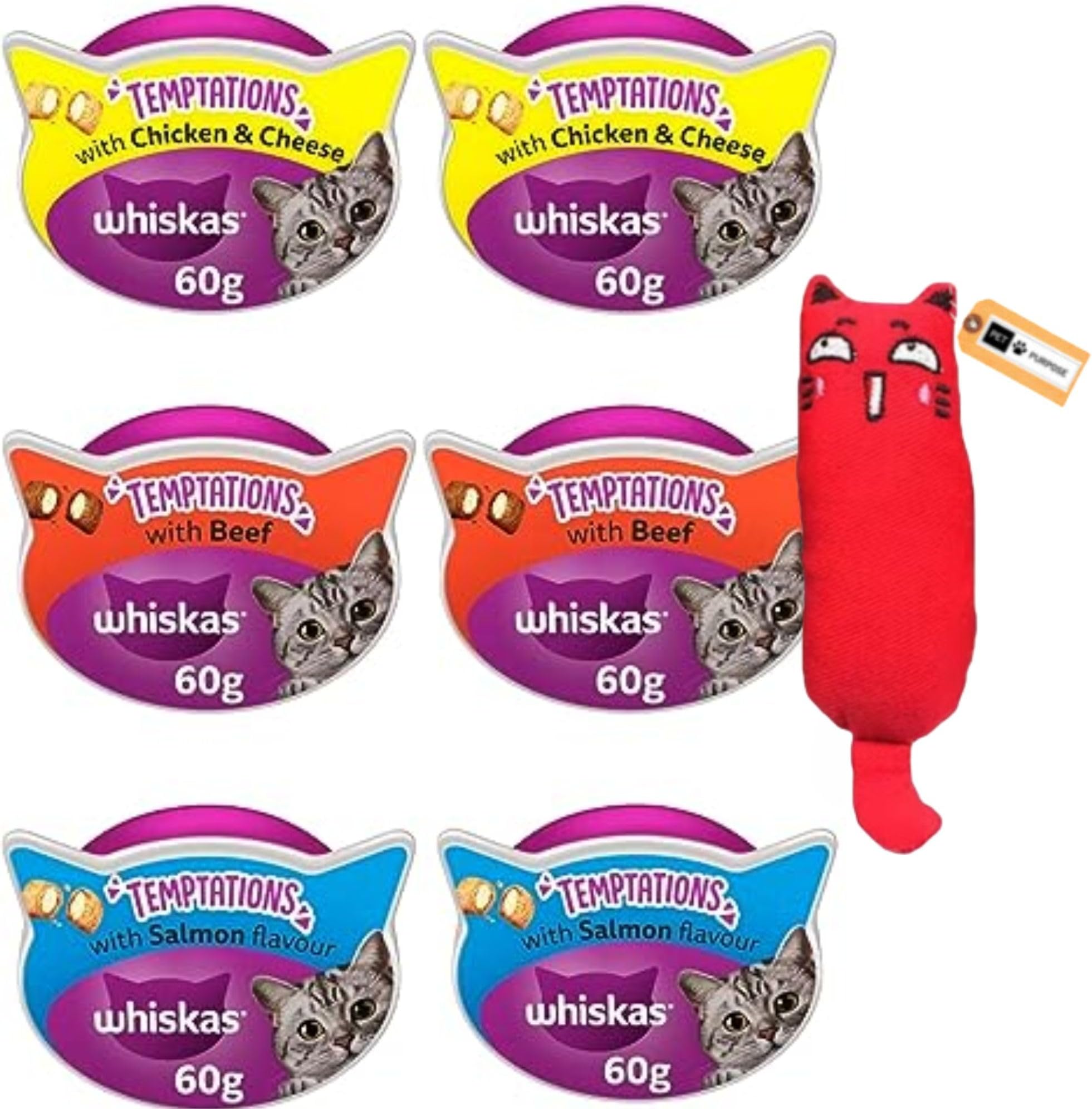 Whiskas Crunch 10 Packets, Cat Treats for Adult Cats with a Mix of ...