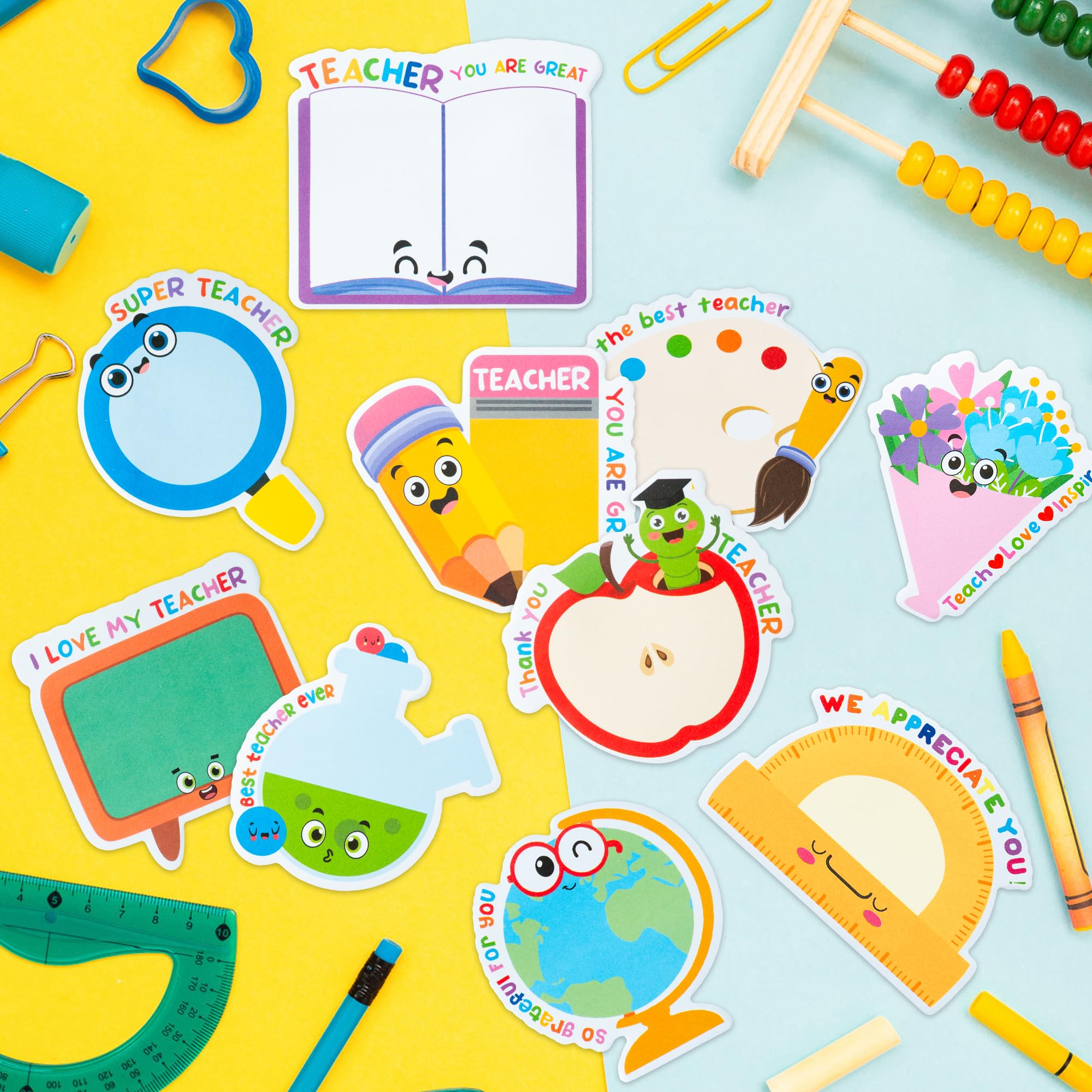 Snapklik.com : 30 Pack Teacher Sticky Notes - Notepads Book Pencil ...