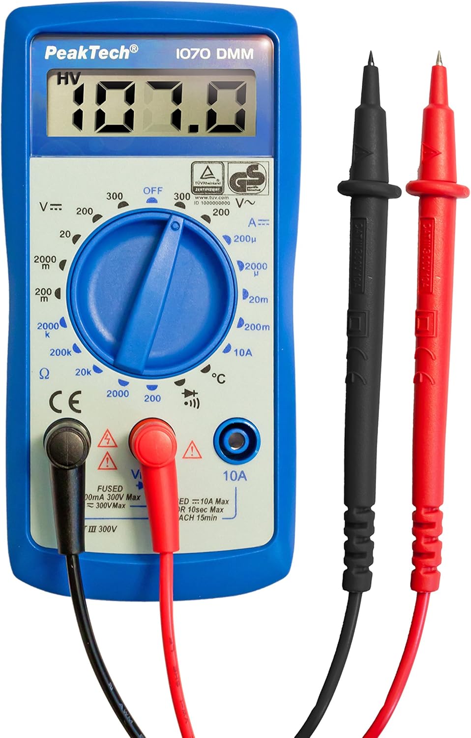 PeakTech 1070 - Digital Multimeter CAT III with LCD Display, TÜV/GS ...