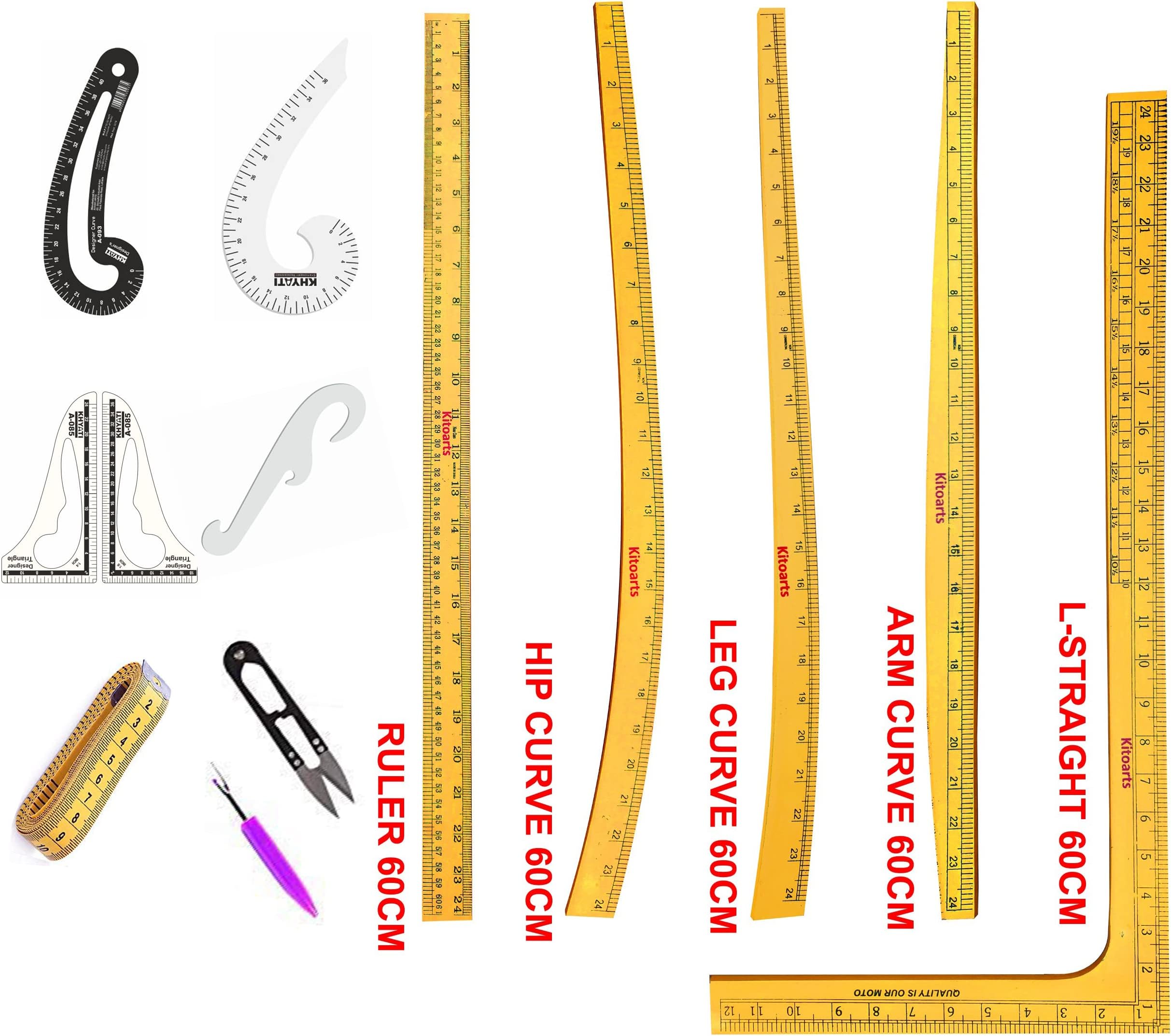 Kitoarts Tailoring Kit - Measuring Scale, Tailoring Tools, Wooden ...
