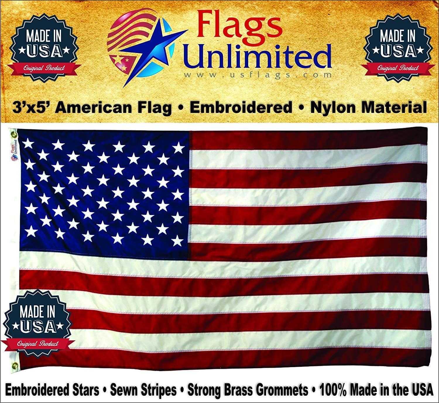 Amazon.com : Annin 002450R 3X5 Nylon USA American Flag. : Outdoor Flags ...