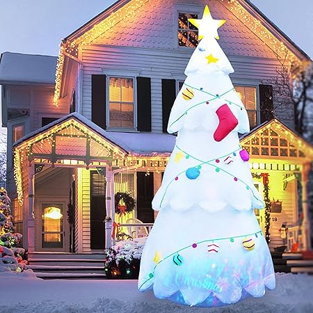 Amazon.com: Gardenature 8 FT Christmas Inflatable Lovely White Tree ...