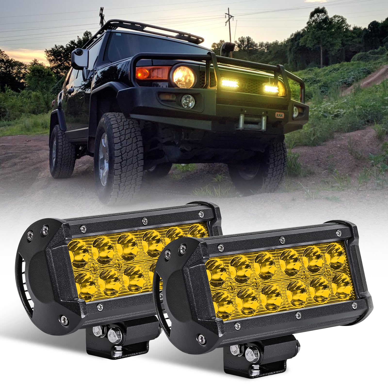 Amazon.com: Chelhead 6.5 Inch Yellow Led Light Bar 36W Spot Led Driving ...