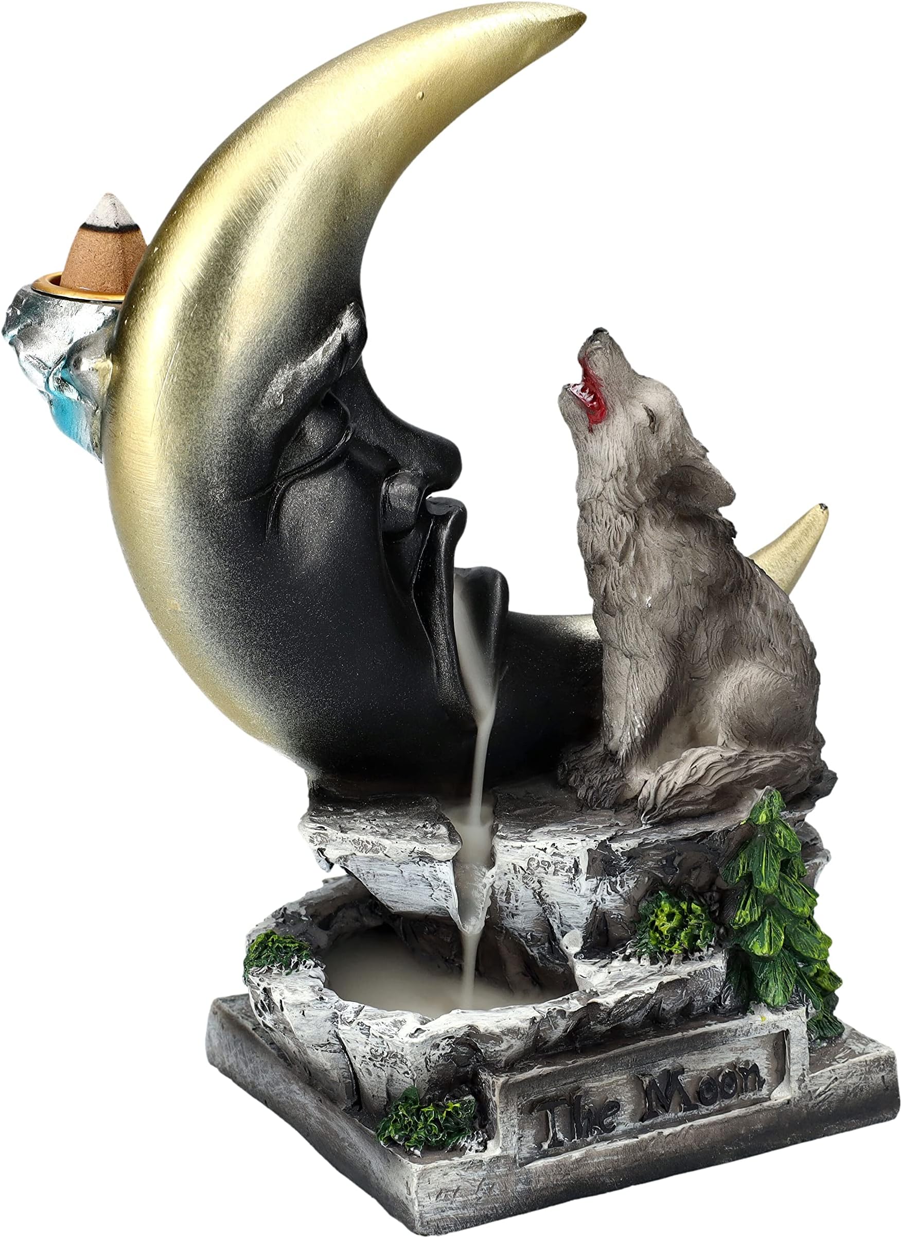 Amazon.com: Pacific Giftware Howling Wolf Moon Backflow Incense Burner ...