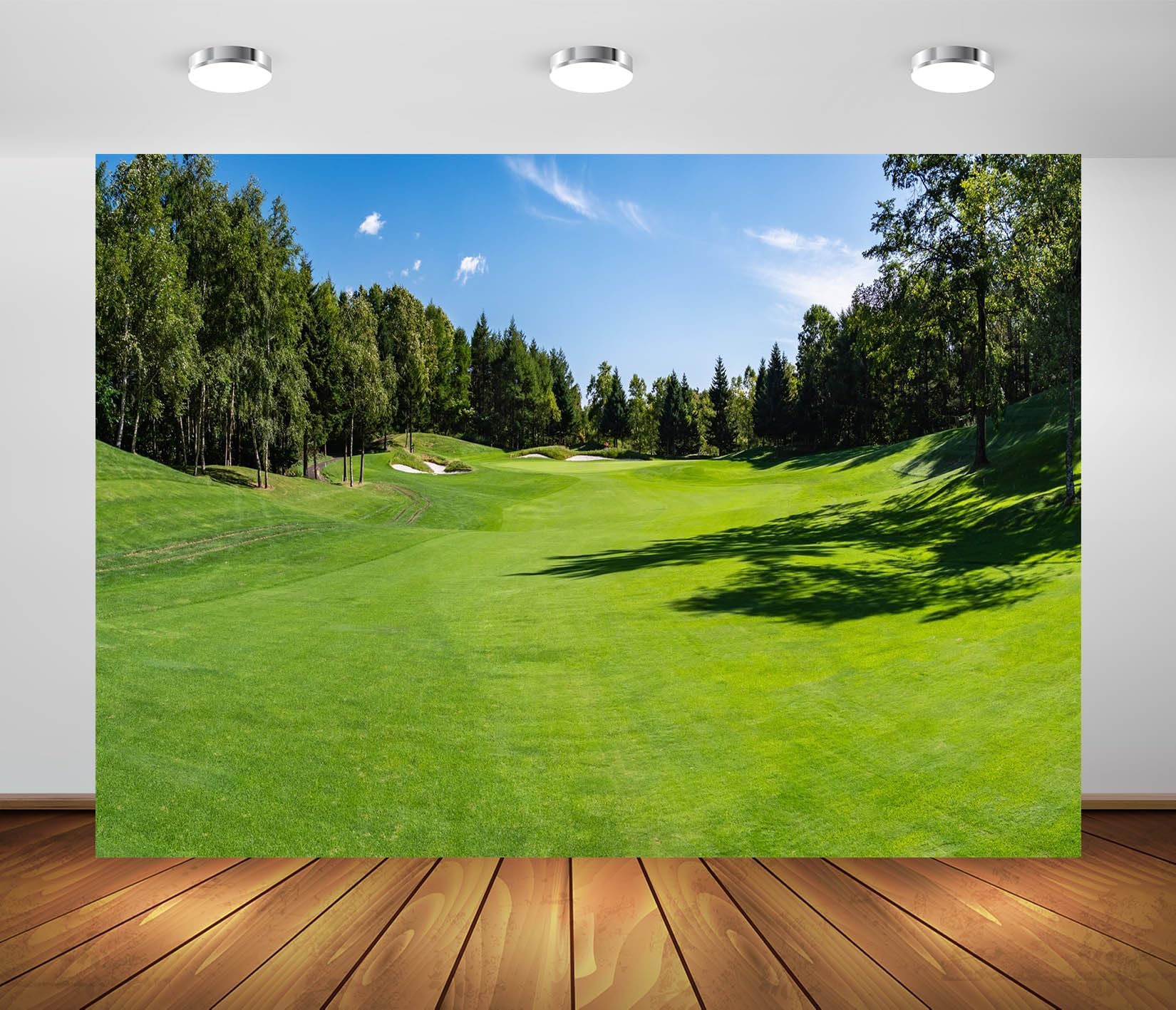 Amazon.com : BELECO 7x5ft Fabric Golf Course Backdrop Green Grass Lawn ...