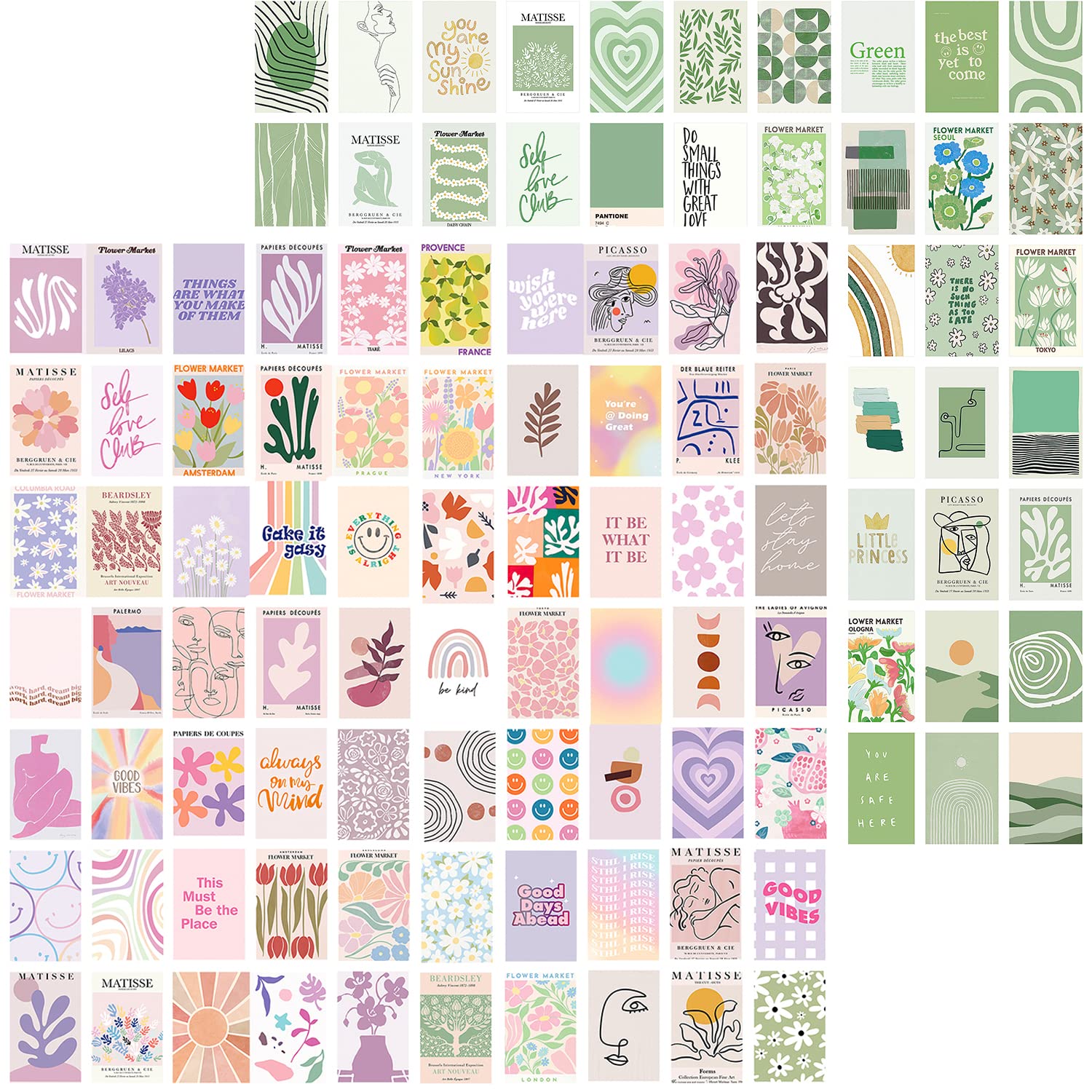 Buy Danish Pastel Wall Collage Kit - 70 PCS Double Sided s, Preppy Room ...