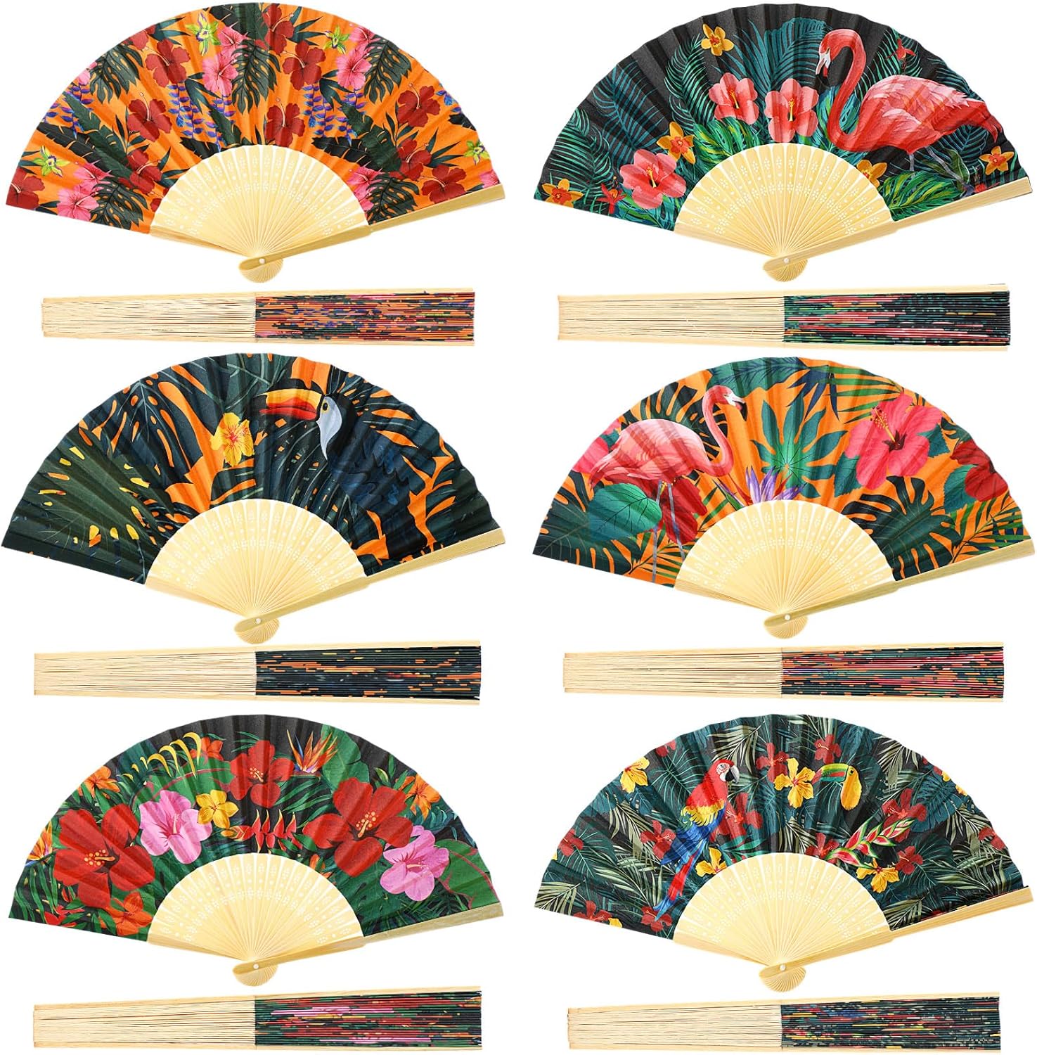 Amazon.com: Briwooody 12 Pcs Havana Night Hand Folding Fans Tropical ...