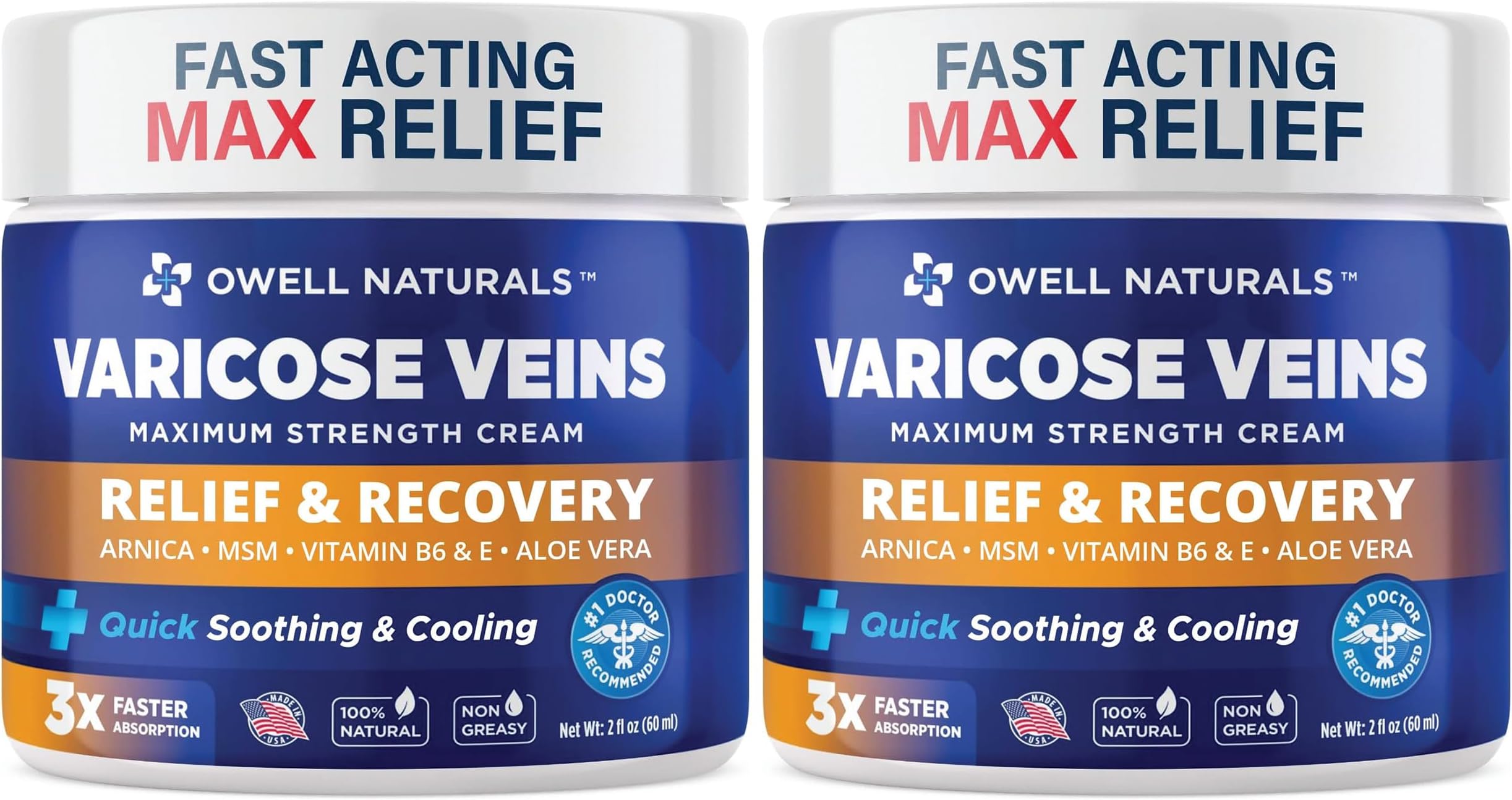 Amazon.com: OWELL NATURALS Varicose Vein Cream for Legs - 2oz (Pack of ...